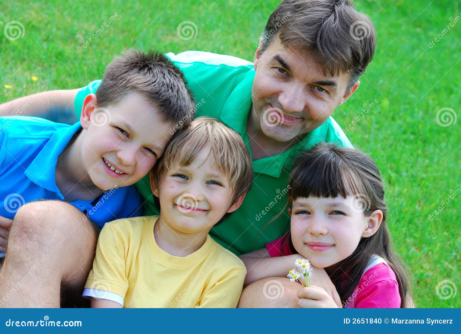 Three Children and Their Uncle Stock Photo - Image of attractive, cute ...