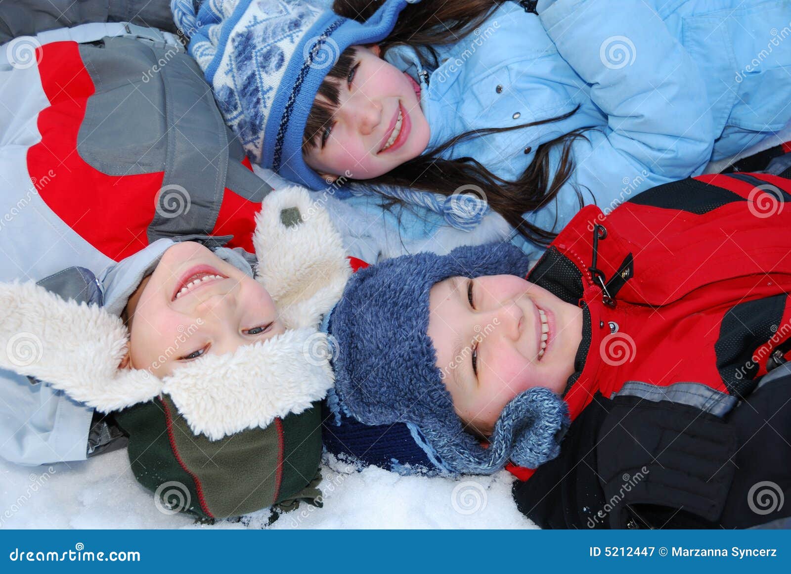 Three Children in Winter stock image. Image of sister - 5212447