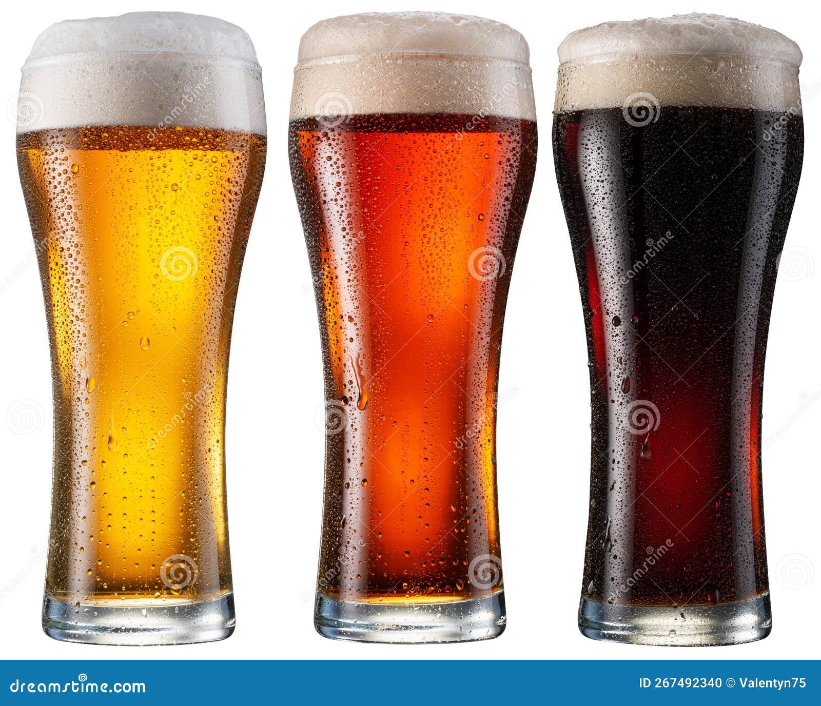 Three Chilled Glasses of Different Beer . File Contains Clipping Paths ...