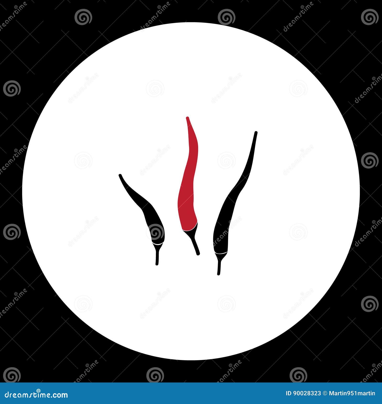 Three Chilli Peppers Black and Red Hot Icon Eps10 Stock Vector ...