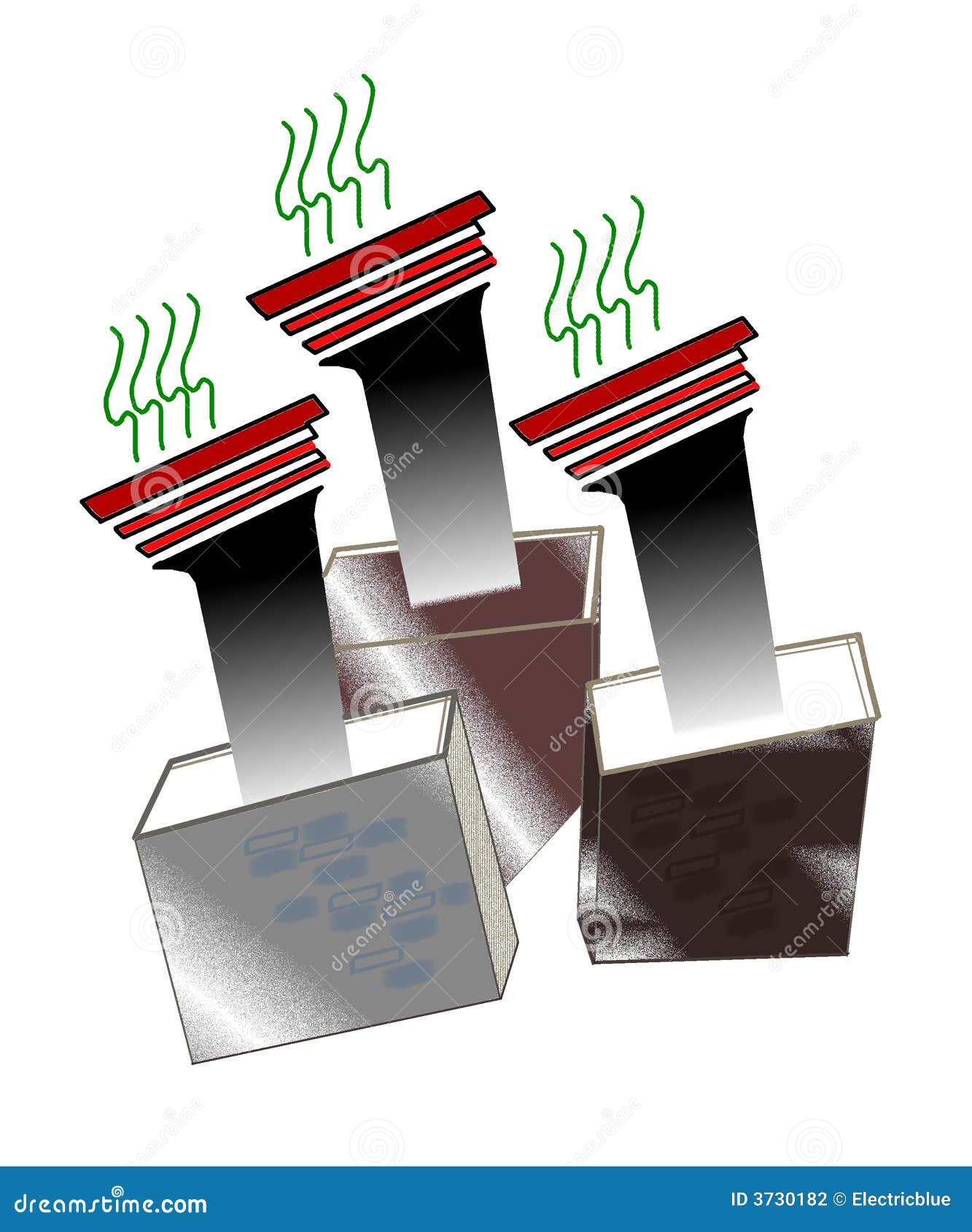 Three chimneys stock illustration. Illustration of power - 3730182