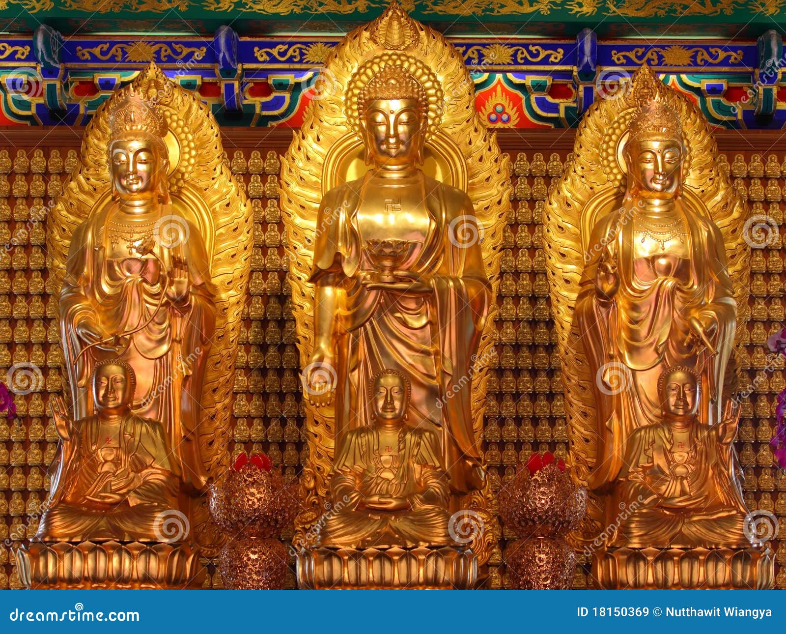 Three Chinese Buddha stock image. Image of shrine, pray - 18150369