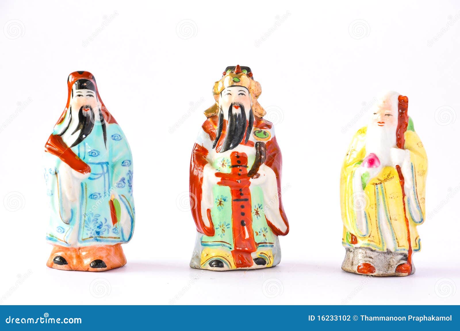 Three Chinese God stock photo. Image of harmony, colorful - 16233102