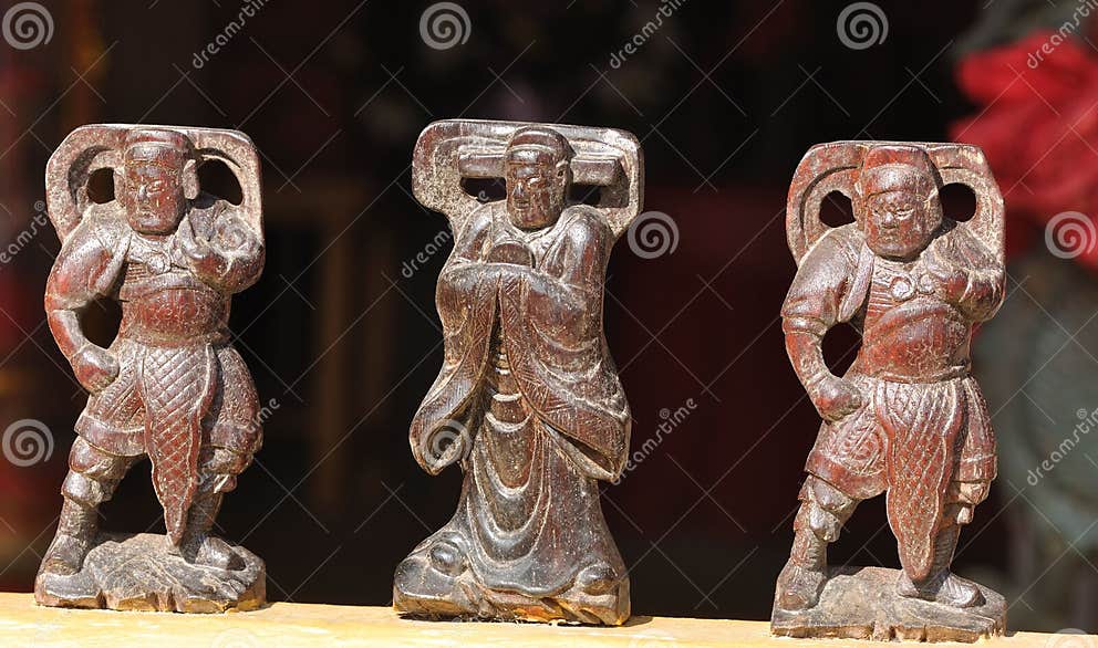 Three chinese gods stock photo. Image of dark, religion - 12634404