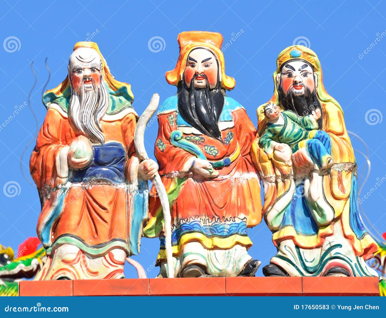 Three chinese gods stock image. Image of asia, culture - 17650583