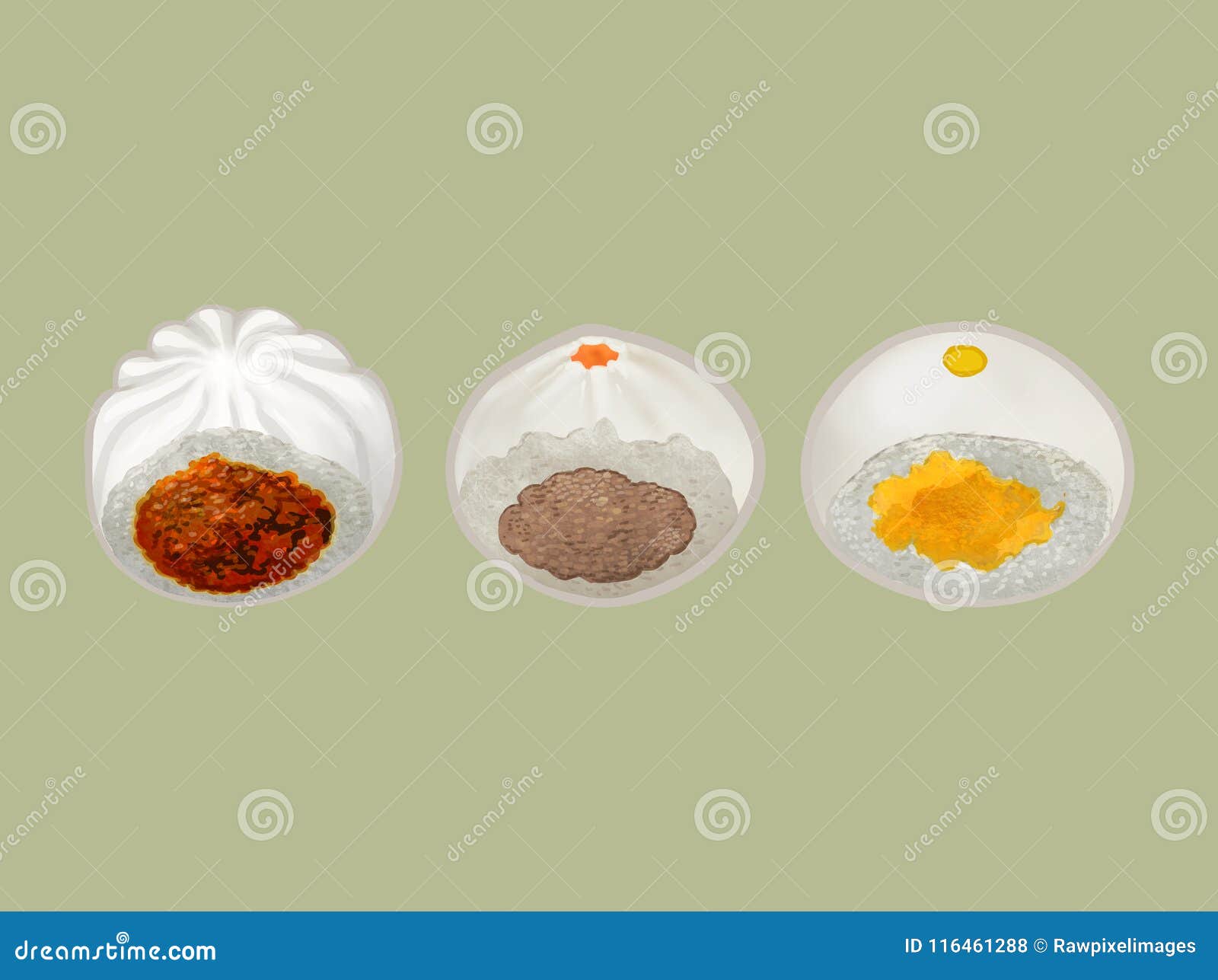 Steamed Bao Buns Isolate On White Background. Vector Graphics ... Steamed Bao Buns Isolate On White Background. Vector Graphics ...