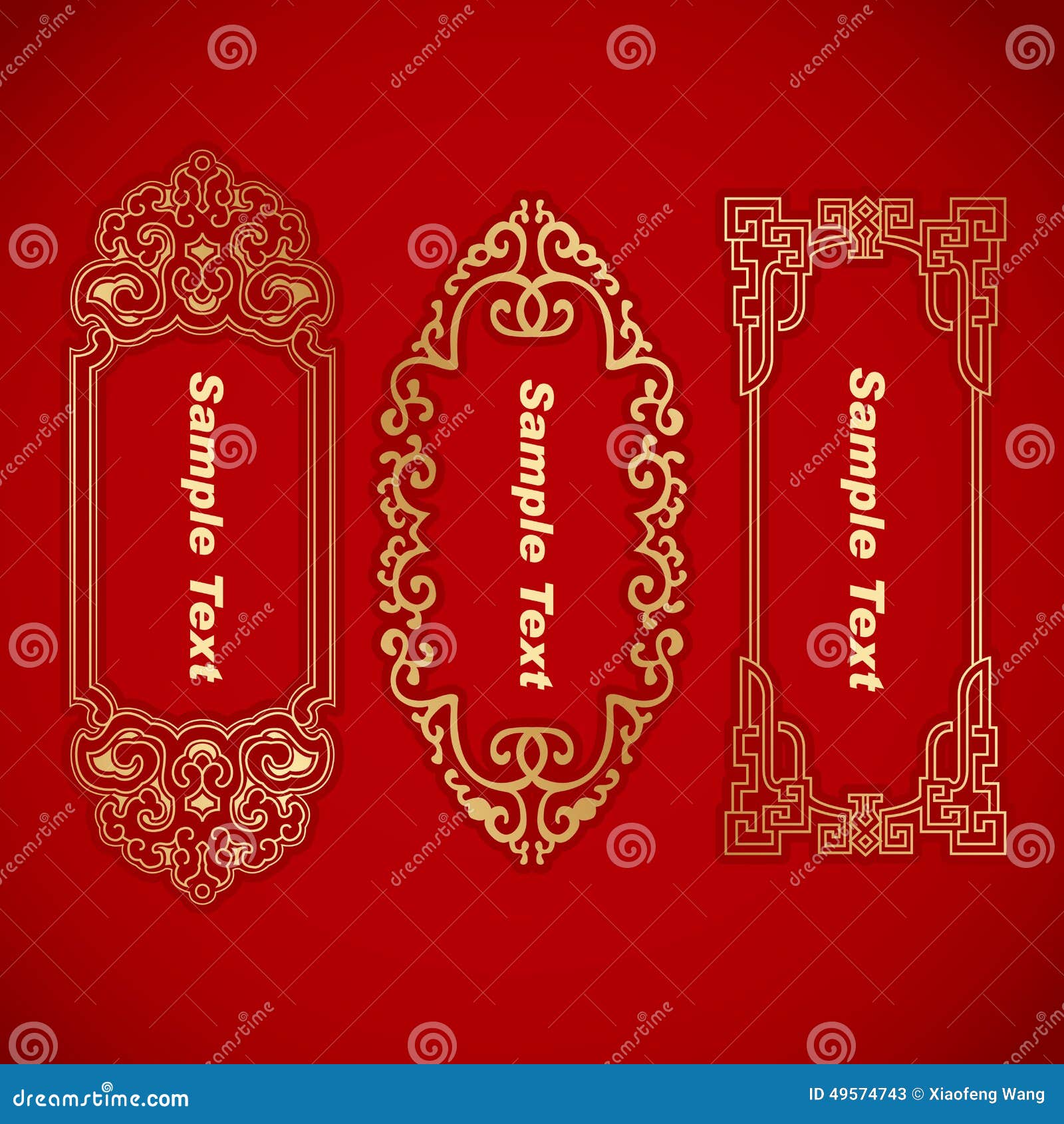 Three Chinese Vintage Elements Banner Stock Illustration - Illustration ...