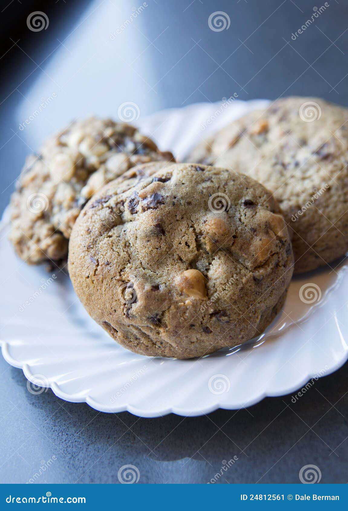 Three Chocolate Chip Cookies Stock Image - Image of chip, dessert: 24812561
