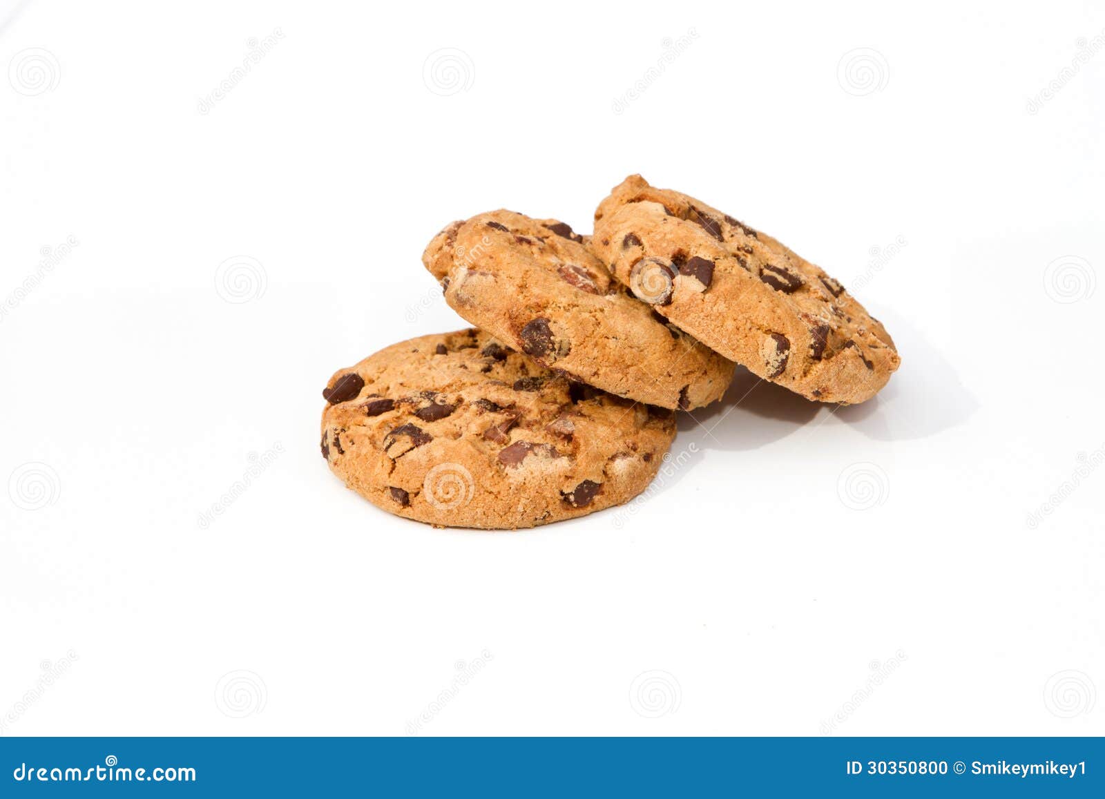 Three chocolate chip stock photo. Image of isolated, calories - 30350800