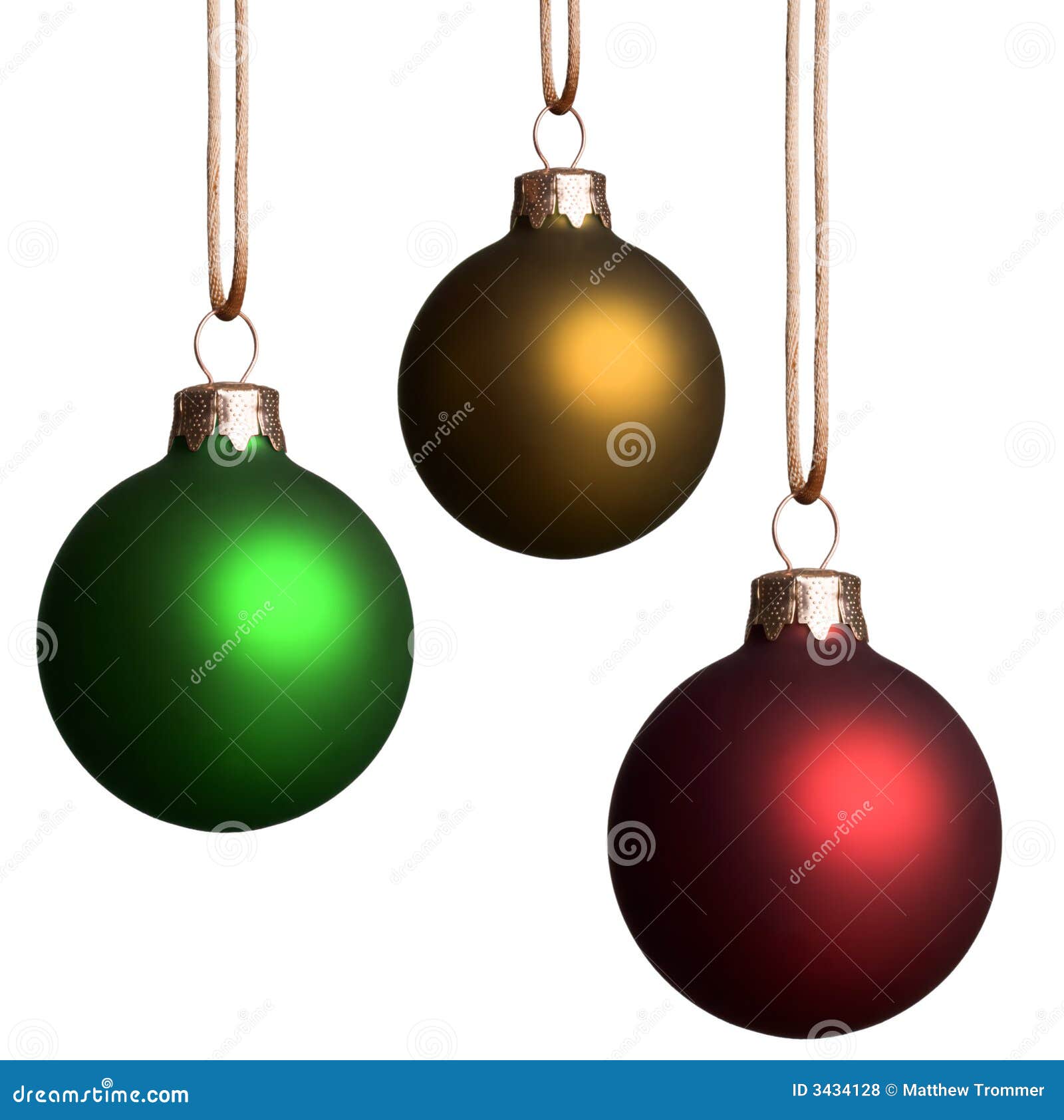 Three Christmas Ornaments stock photo. Image of golden - 3434128