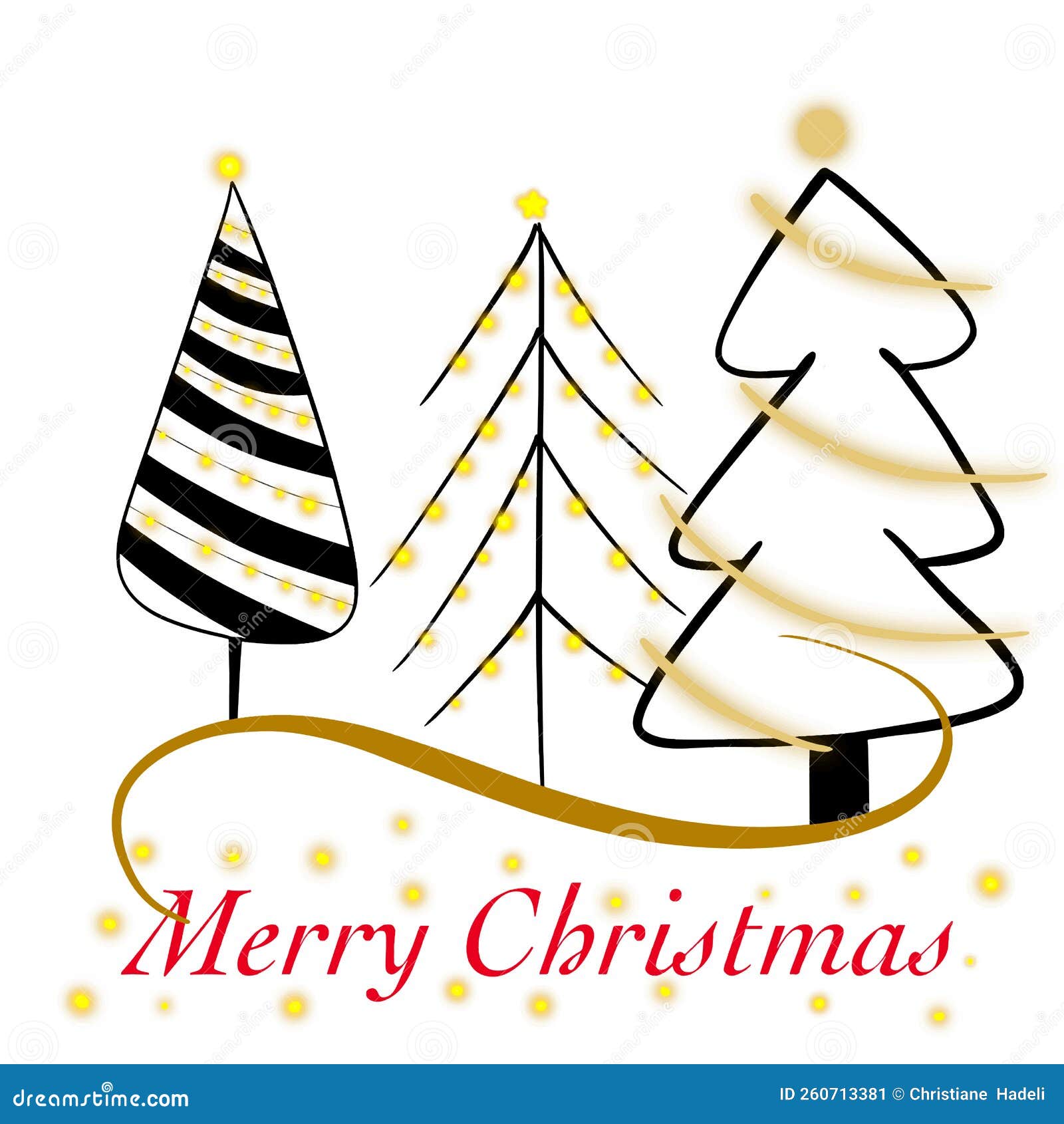 Three Christmas tree stock vector. Illustration of merry - 260713381