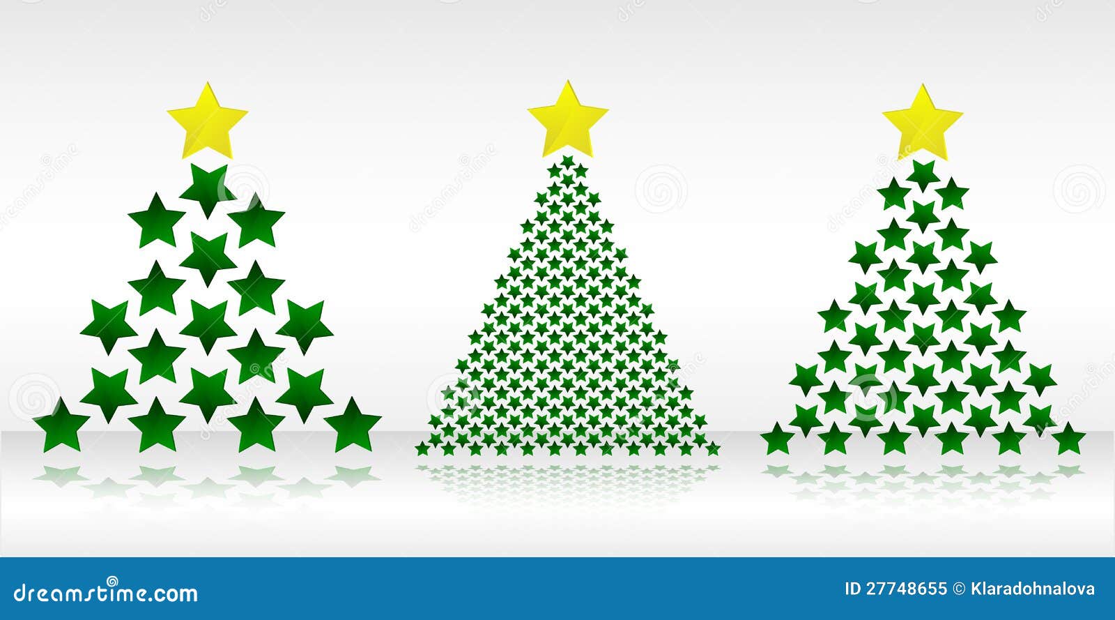 Three Christmas Trees Made of Stars Stock Illustration - Illustration ...