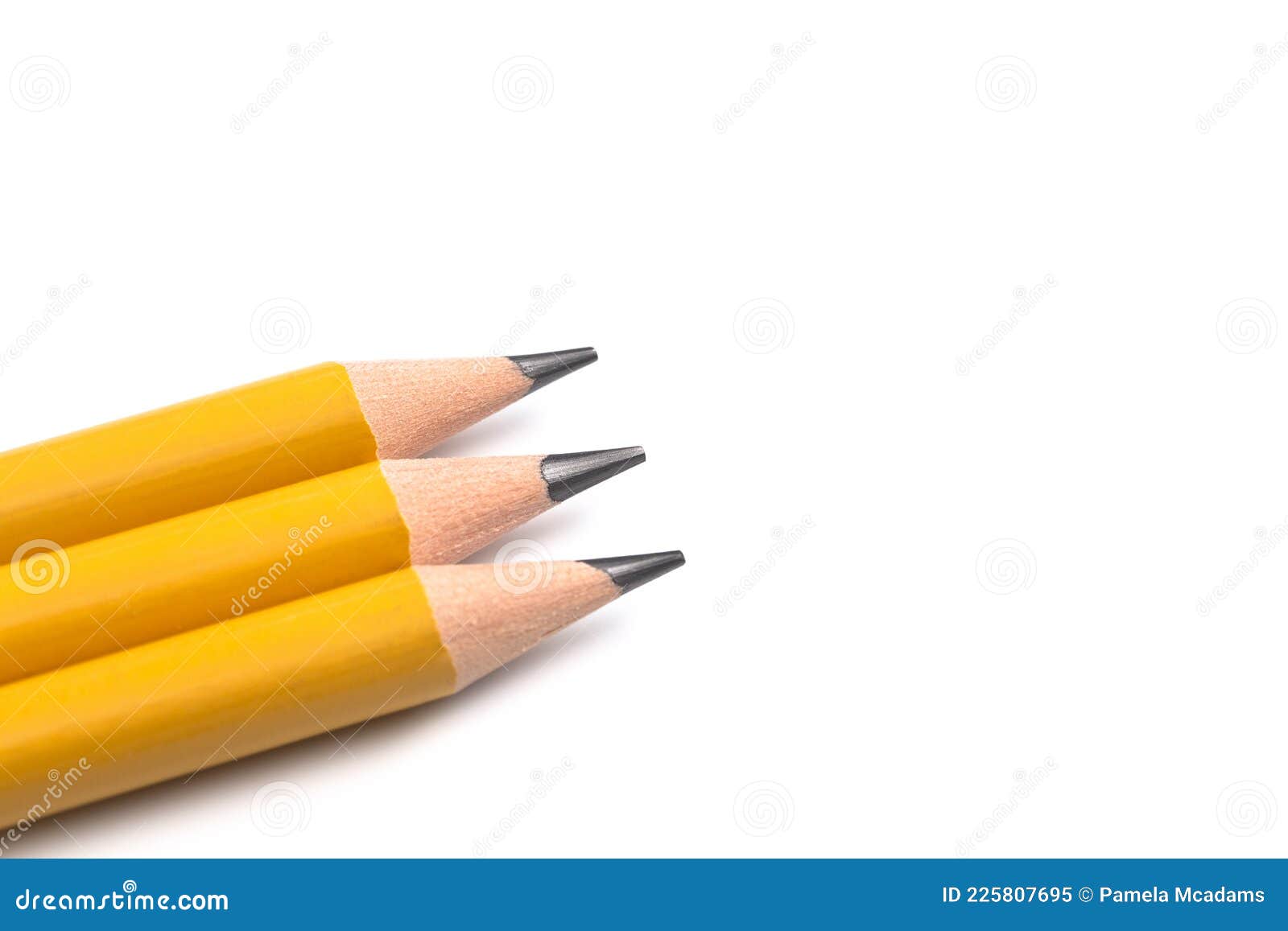 Three Chunky Yellow Pencils for Learning To Write on a White Background ...