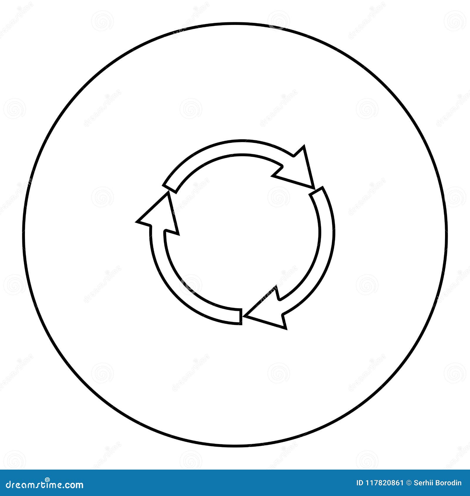 Three Circle Arrows Black Icon in Circle Outline Stock Vector ...