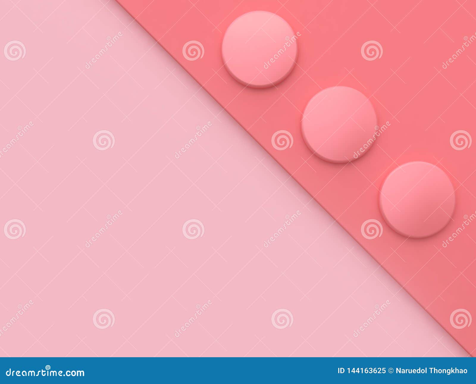 Three Circle Shape Pink Tilted Corner Soft Pink Background Minimal ...