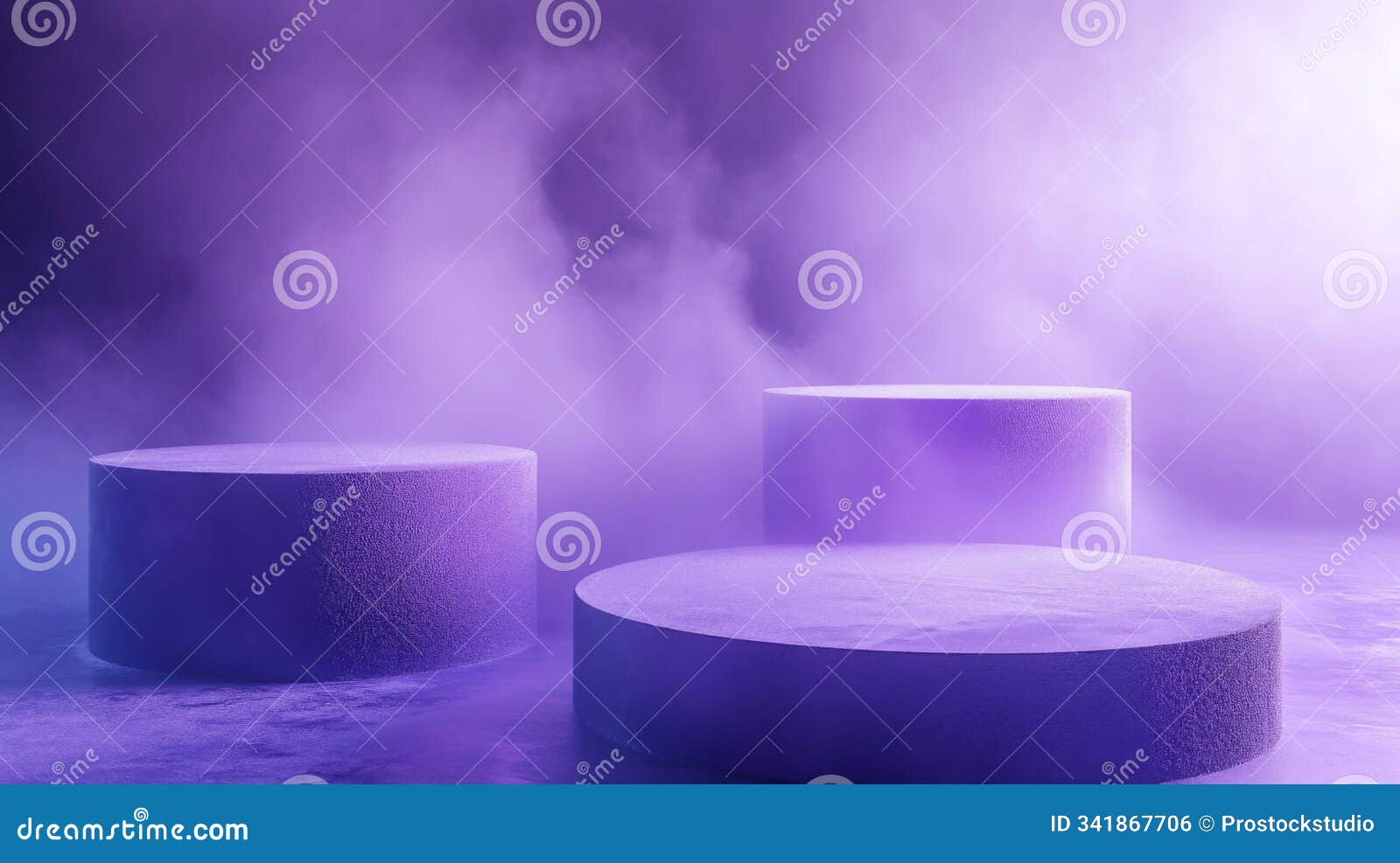 Three Circular Platforms Surrounded by Purple Mist in a Dimly Lit ...