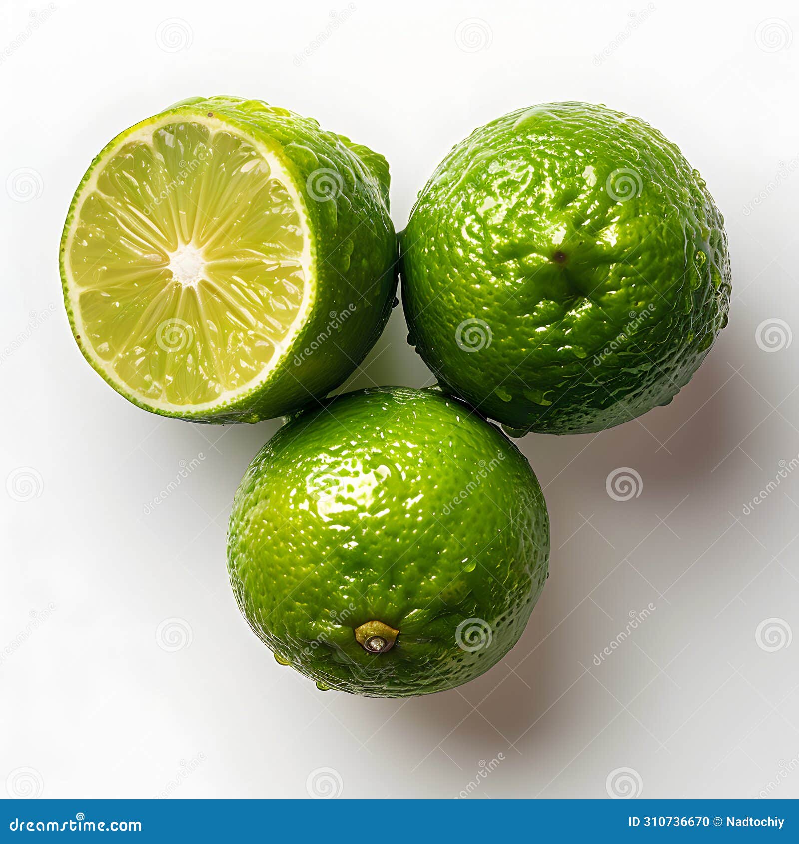 Three Limes are Sitting Next To Each Other on a White Surface Stock ...