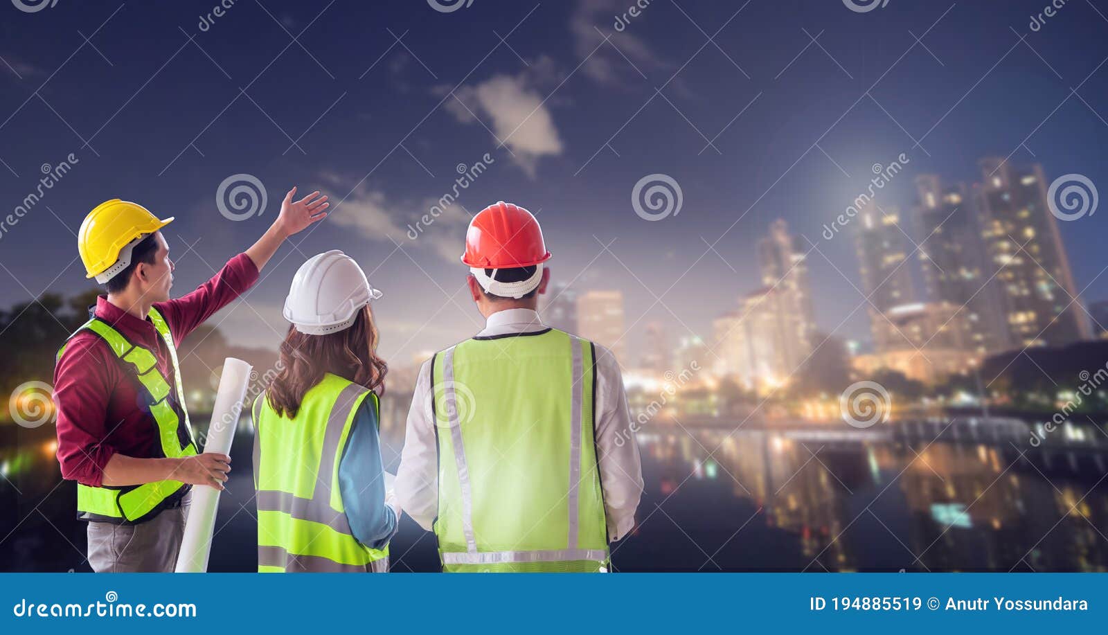 Three Civil Engineer Team Looking at Development of Modern City for ...