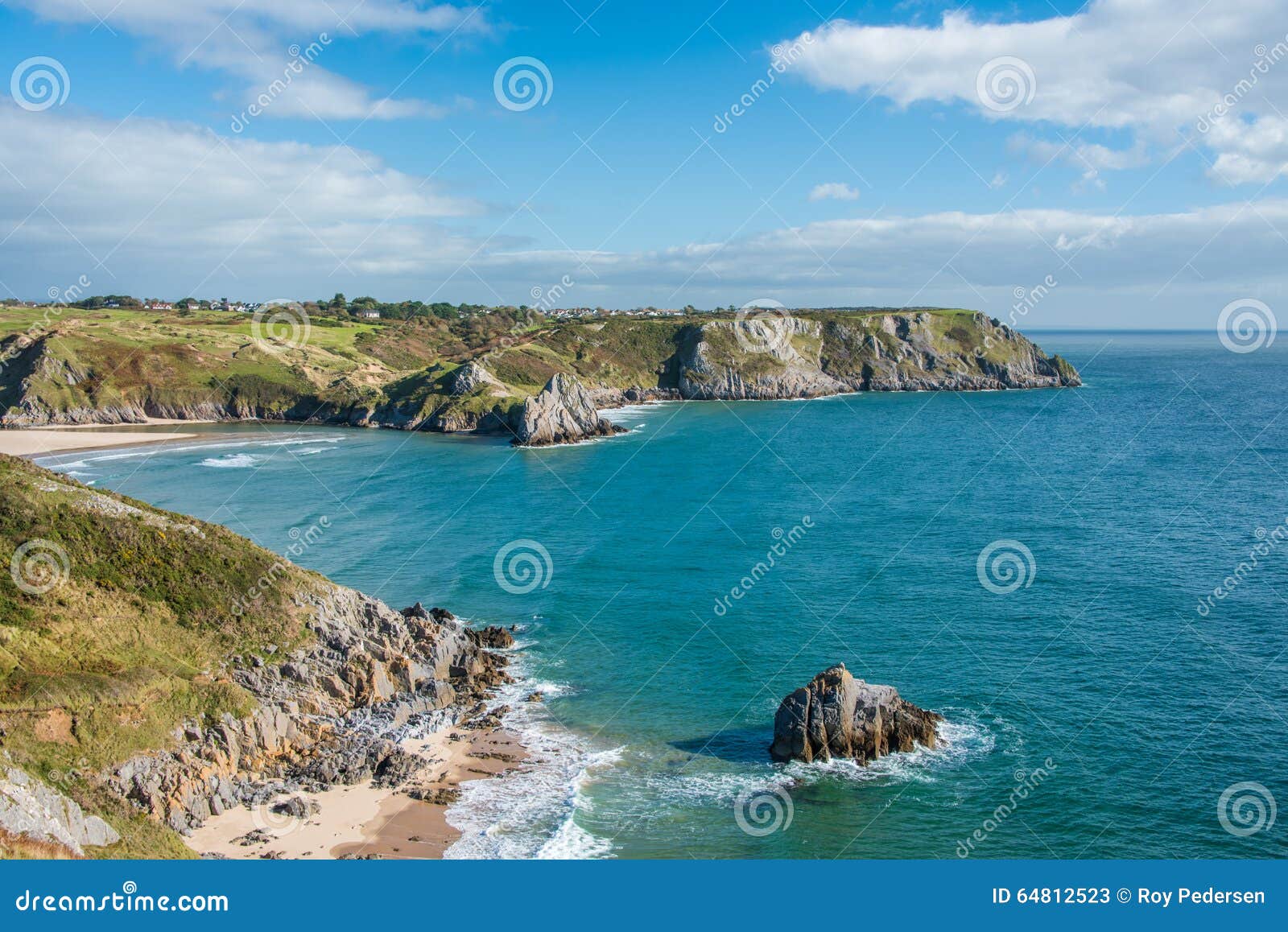 Three Cliffs Bay View stock image. Image of nature, beach - 64812523
