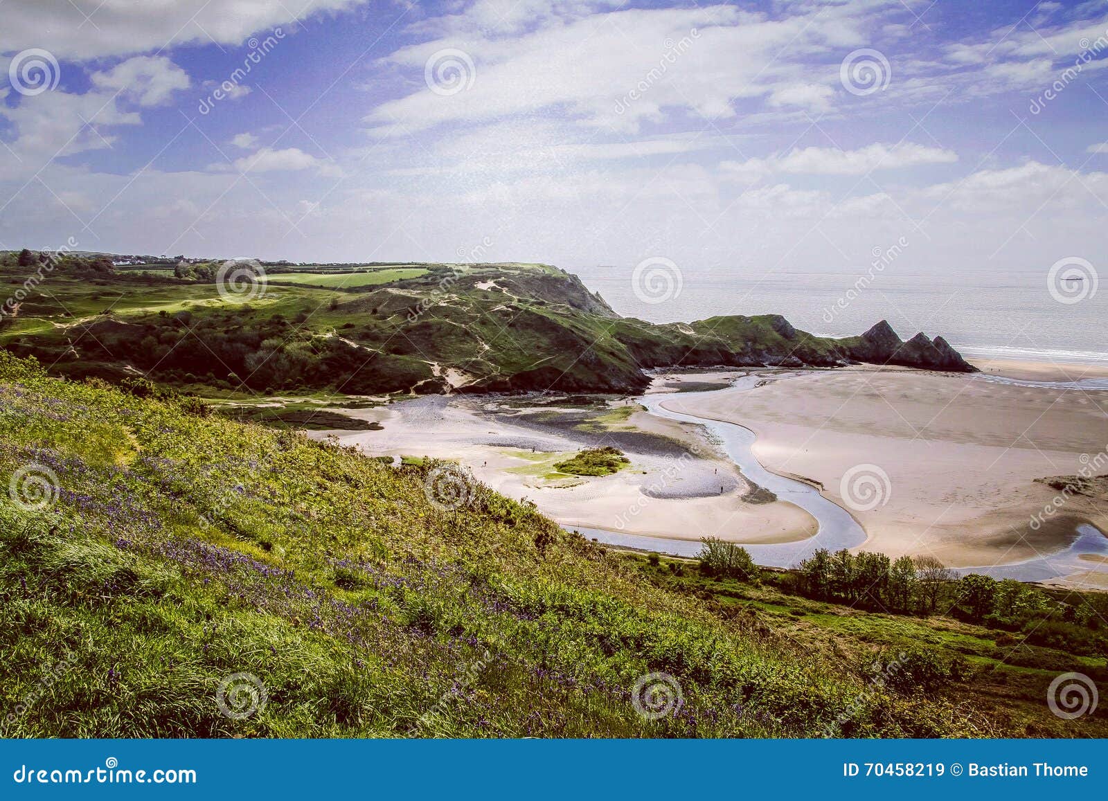 Three Cliffs Bay Wales stock image. Image of wales, three - 70458219