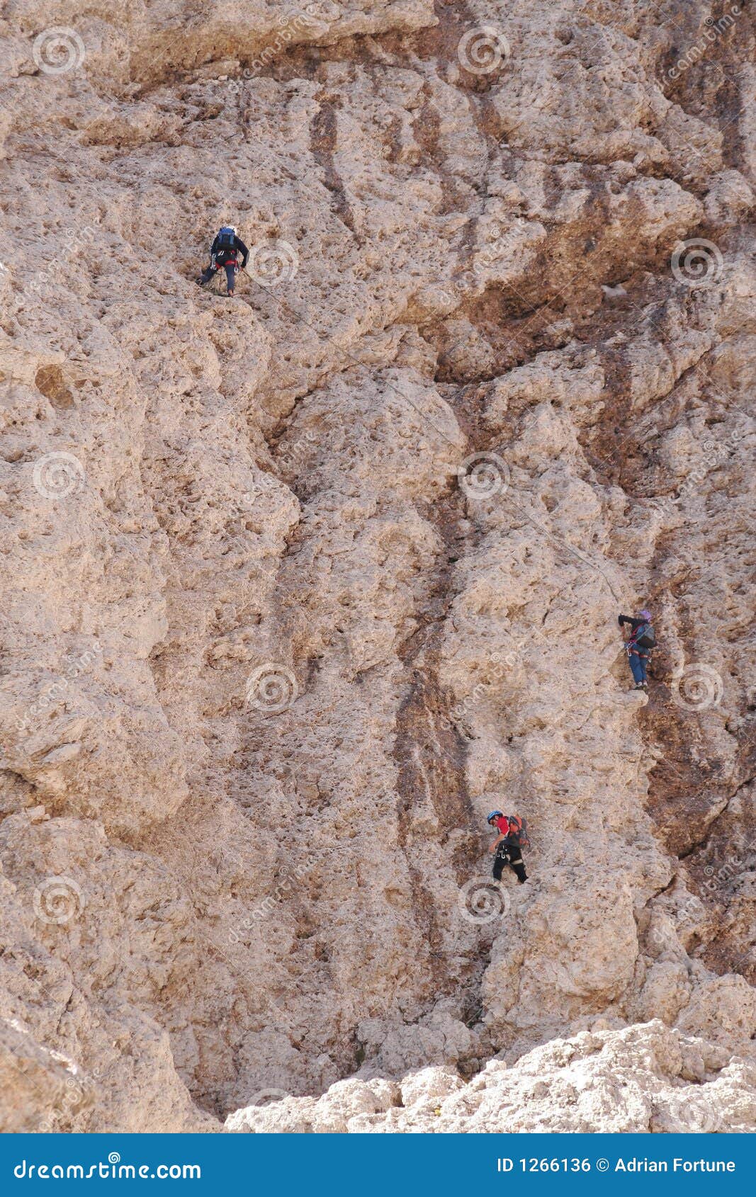 Three climbers on cliff stock photo. Image of peak, alpine - 1266136