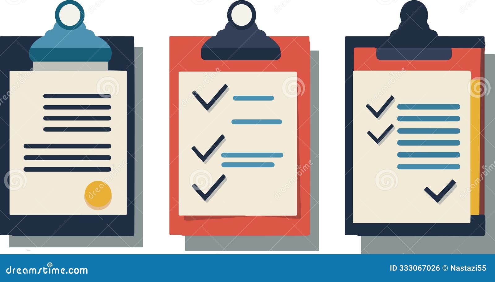 Three Clipboards with Different Checklists. Stock Vector - Illustration ...