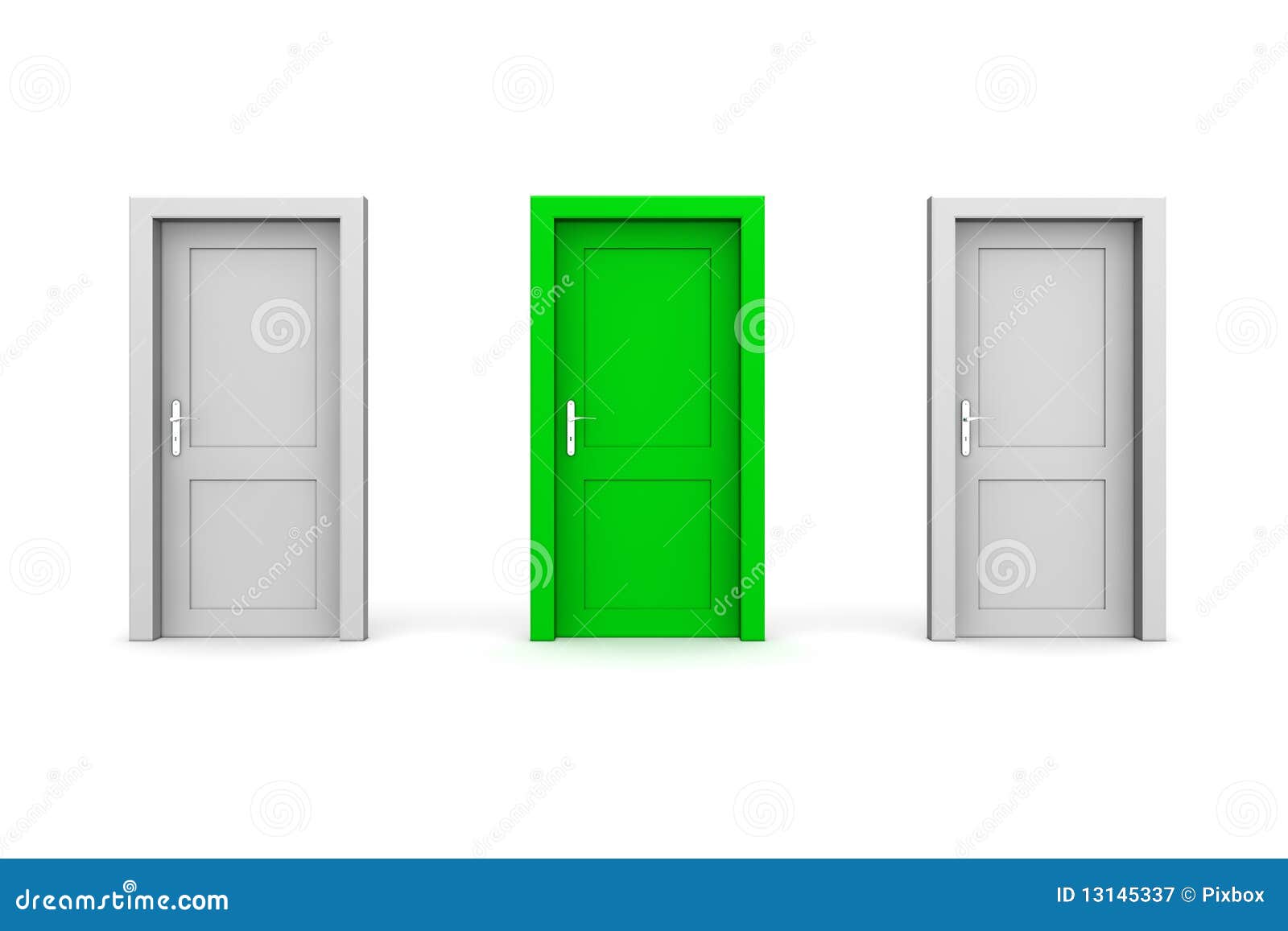 Three Closed Doors - Grey and Green Stock Illustration - Illustration ...