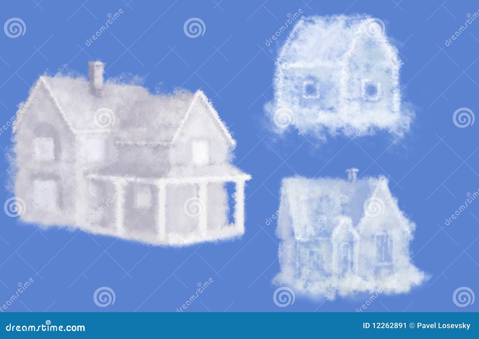 Three Cloud Dream Houses Collage Stock Image - Image of beautiful ...