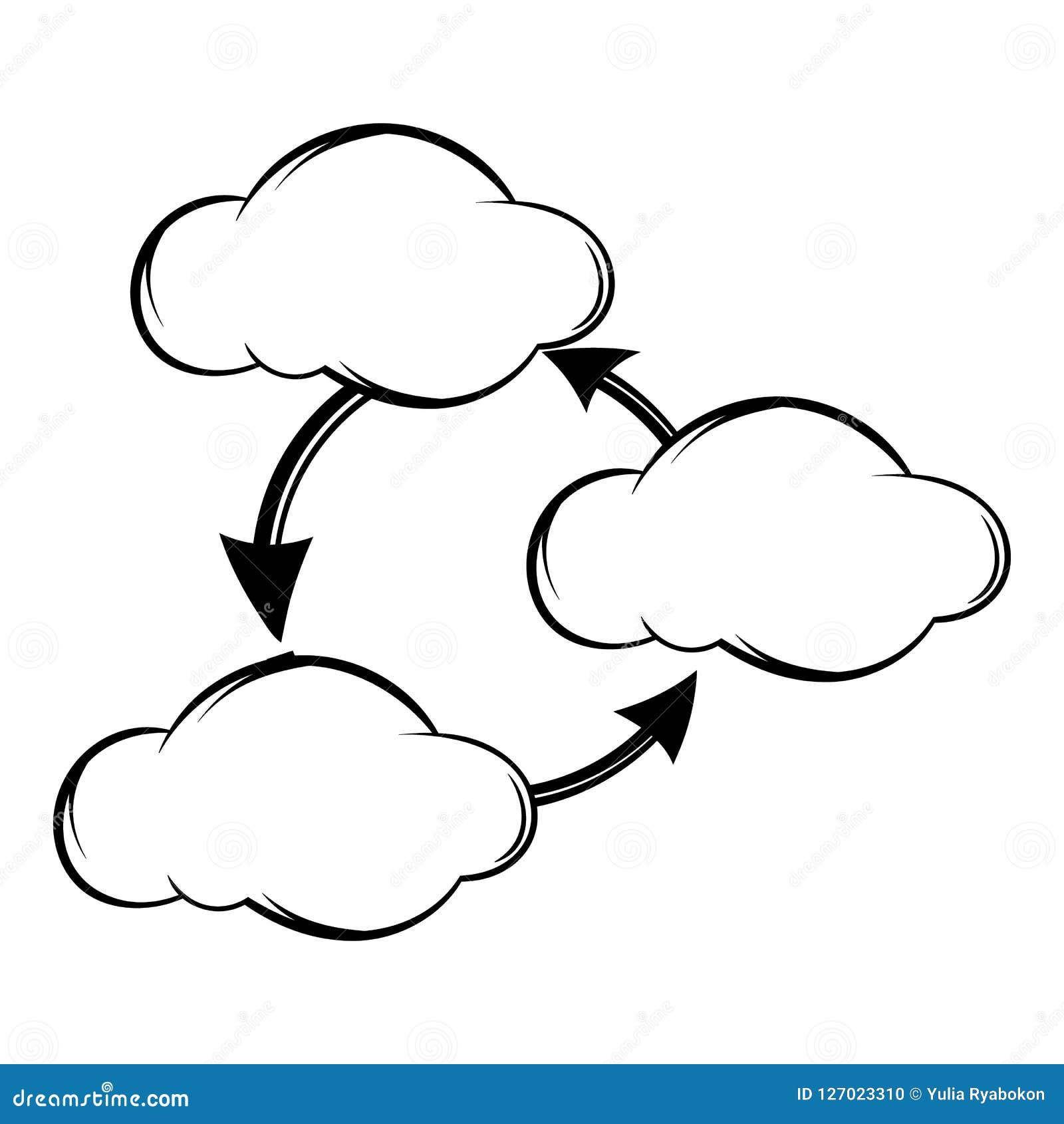 Three Clouds Communicating with Each Other Icon Stock Illustration ...