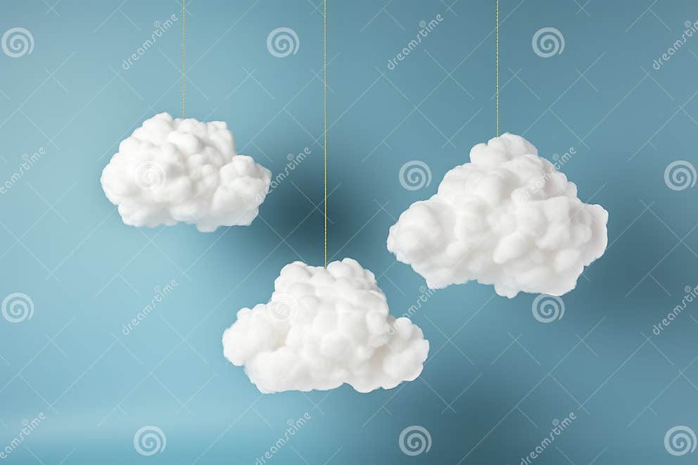 Three Clouds Formed in Shape of Hanging Ropes with Strings, Creating ...