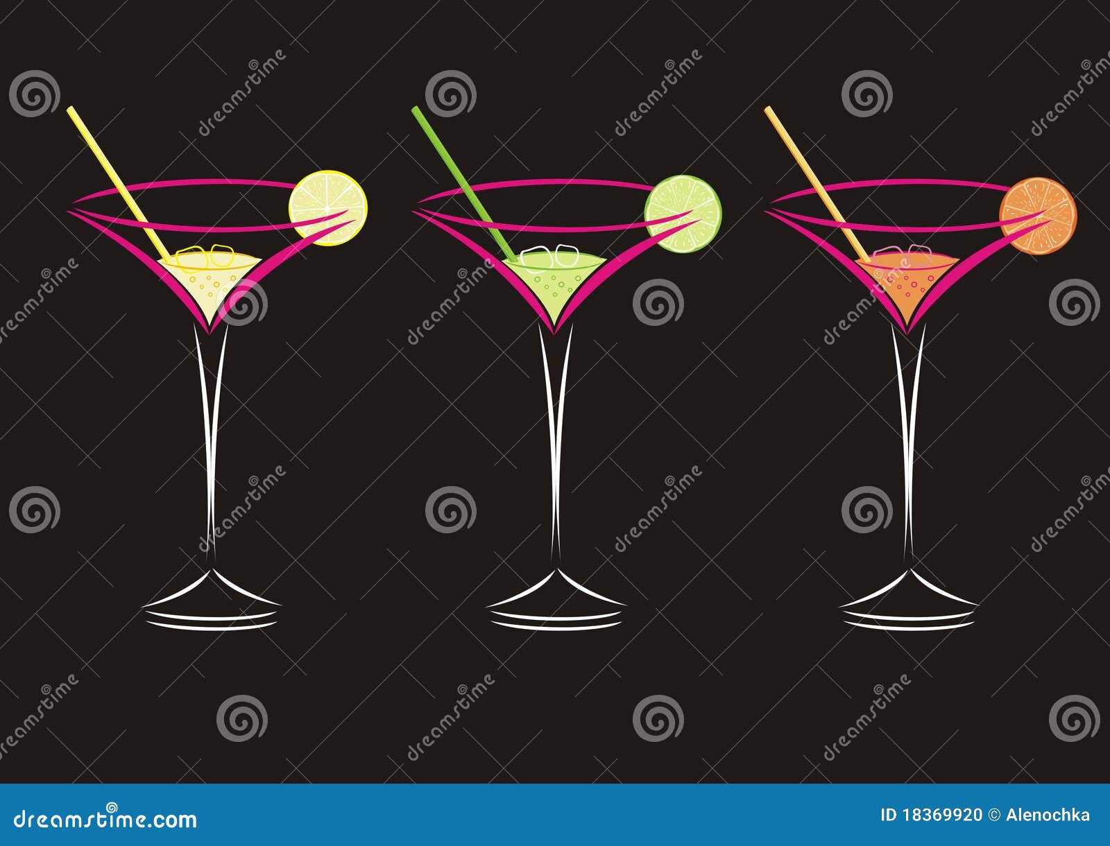 Three cocktails stock vector. Illustration of gourmet - 18369920