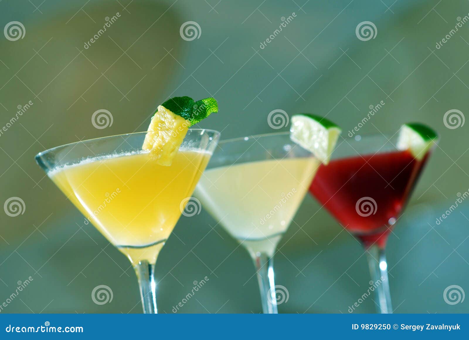 Three cocktails stock photo. Image of lime, cocktail, slices - 9829250