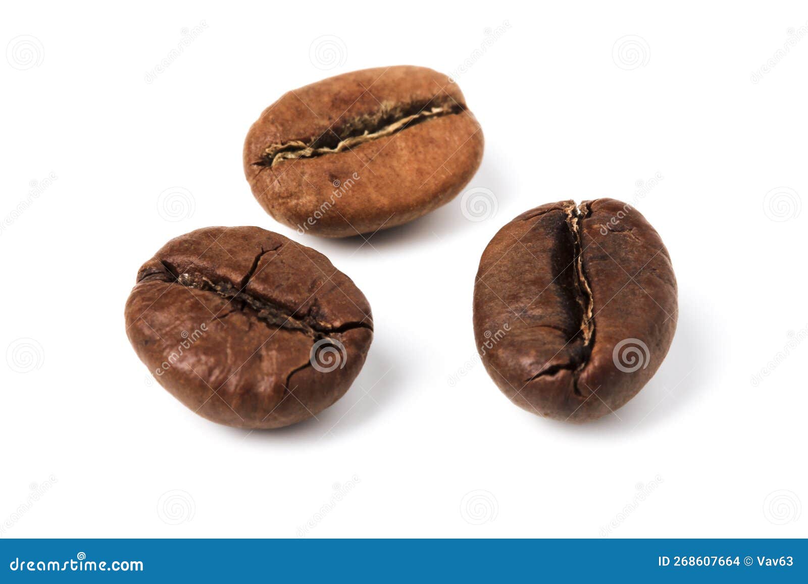 Three coffee beans stock photo. Image of aroma, freshness - 268607664