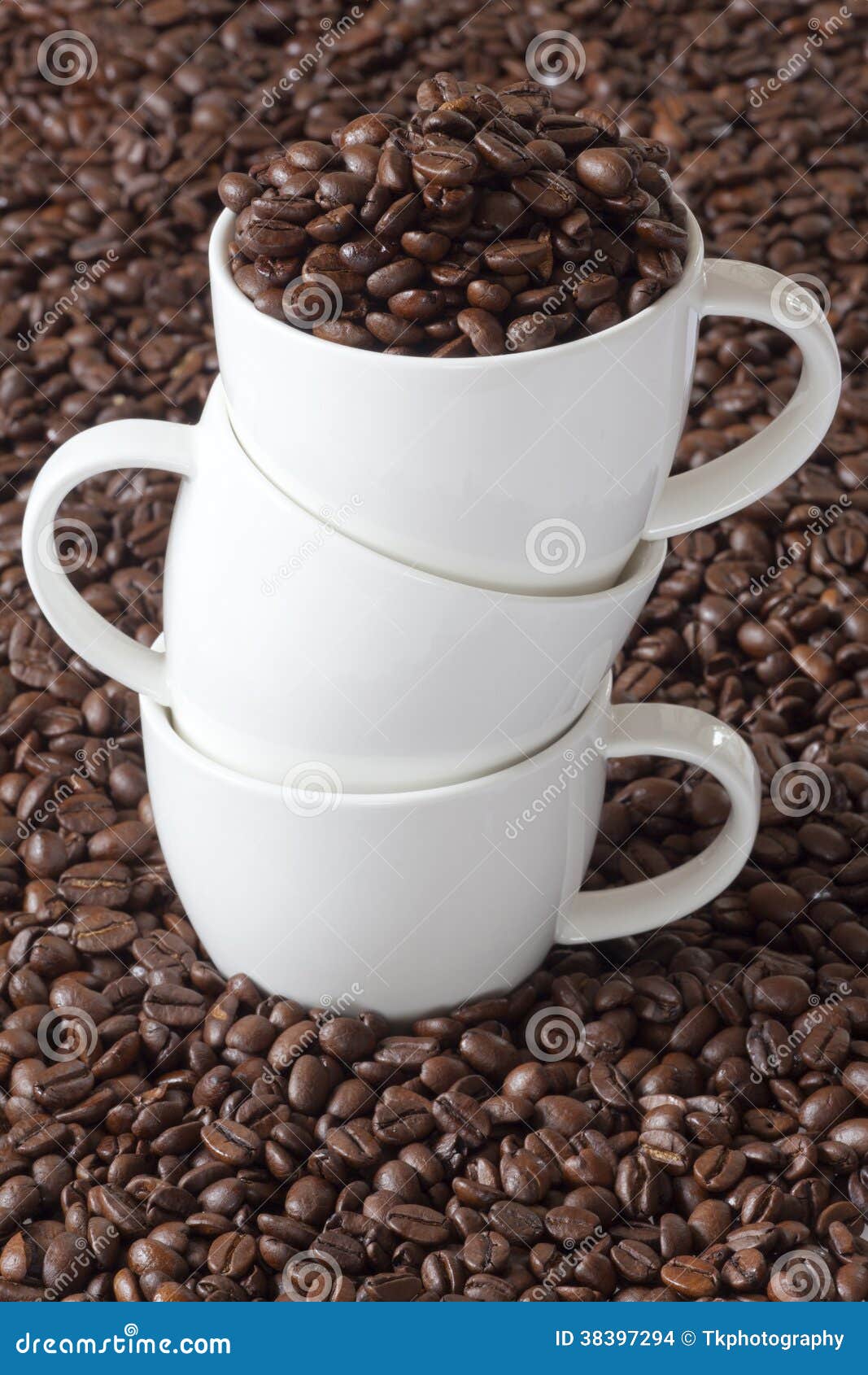 Three Coffee Cups stacked stock photo. Image of white - 38397294