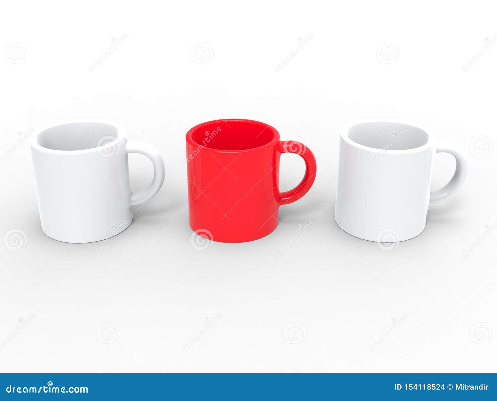 Three Coffee Mugs, White and Red - Top Down View Stock Illustration ...