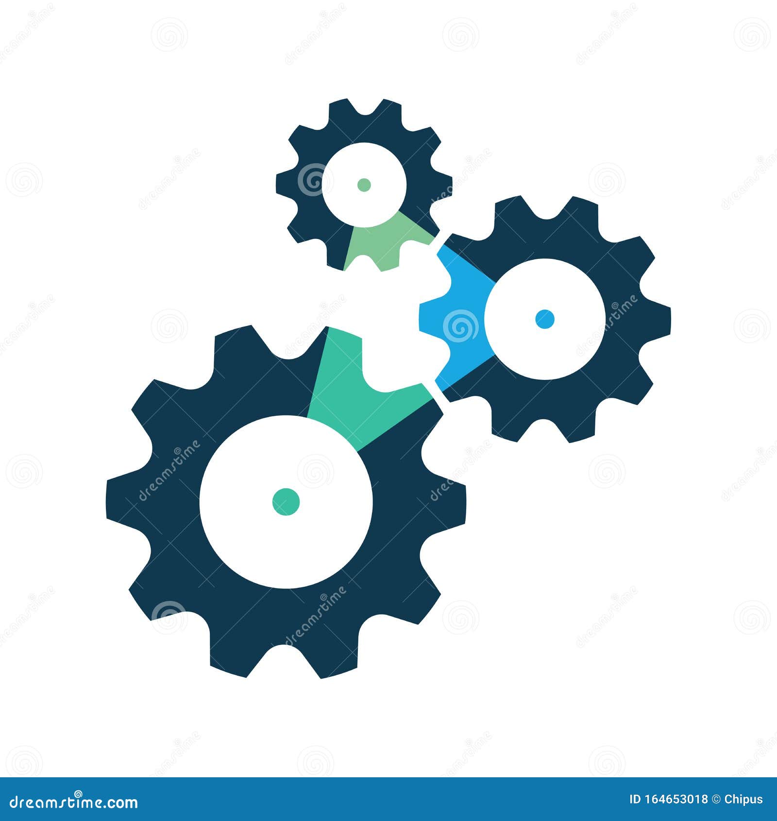 Three Cog Wheels or Gear Icon, Symbol Stock Illustration - Illustration ...
