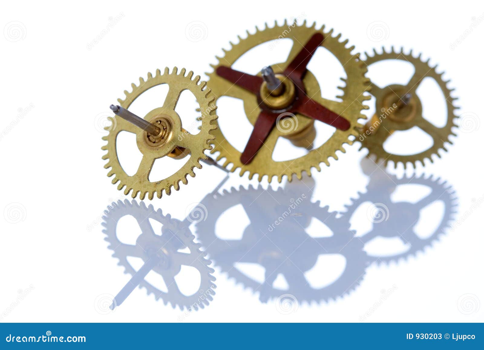 Three Cog Wheels and Their Reflection Stock Image - Image of close ...