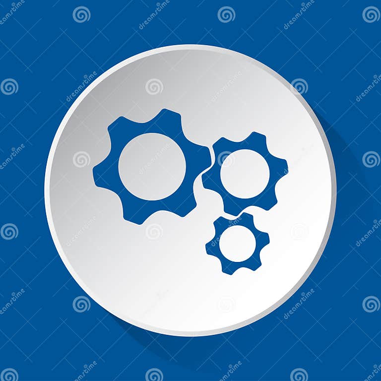 Three Cogwheel - Simple Blue Icon on White Button Stock Vector ...