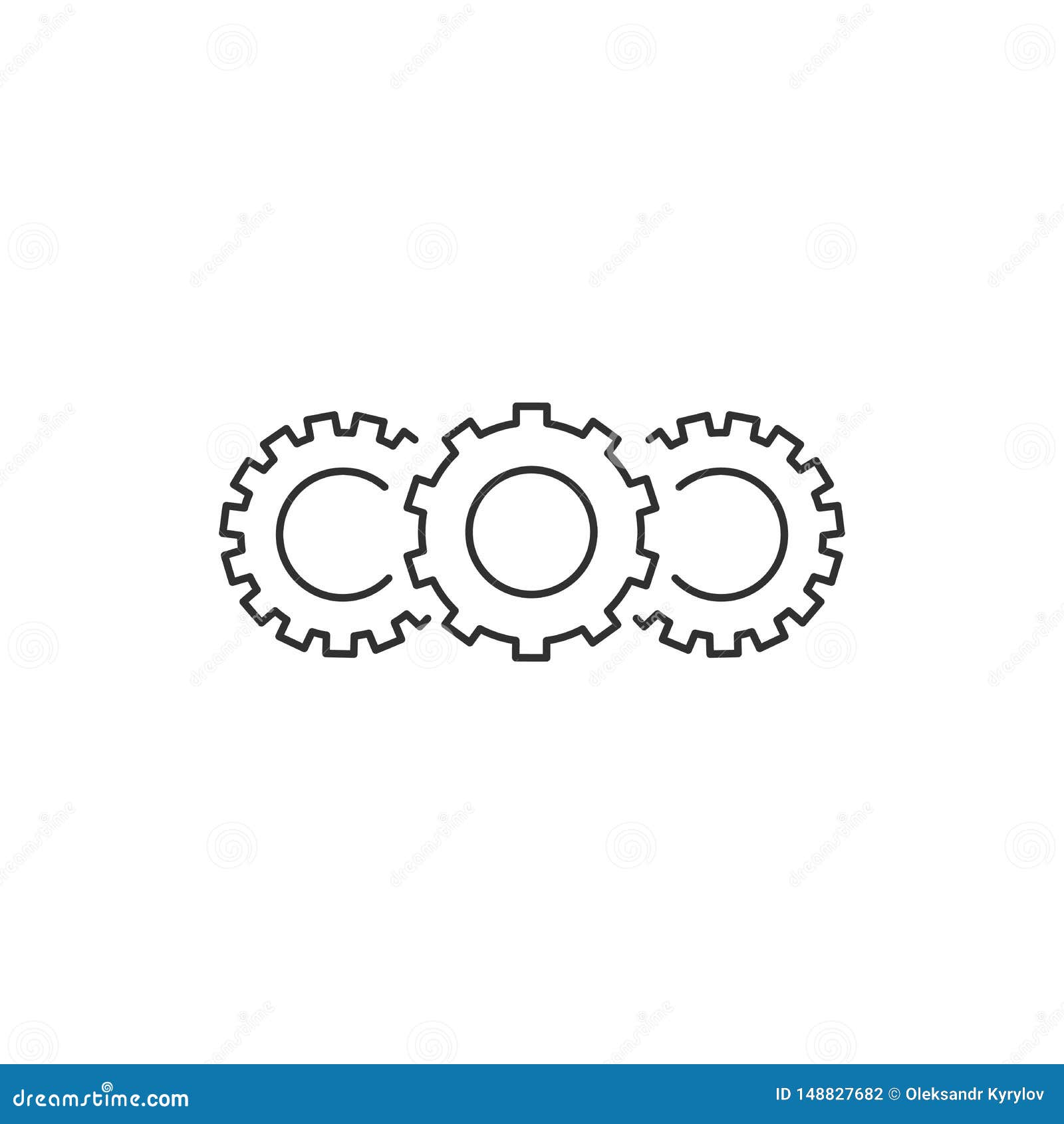 Three Cogwheels Linear Icon. Cogwheel Concept Symbol Design. Thin ...