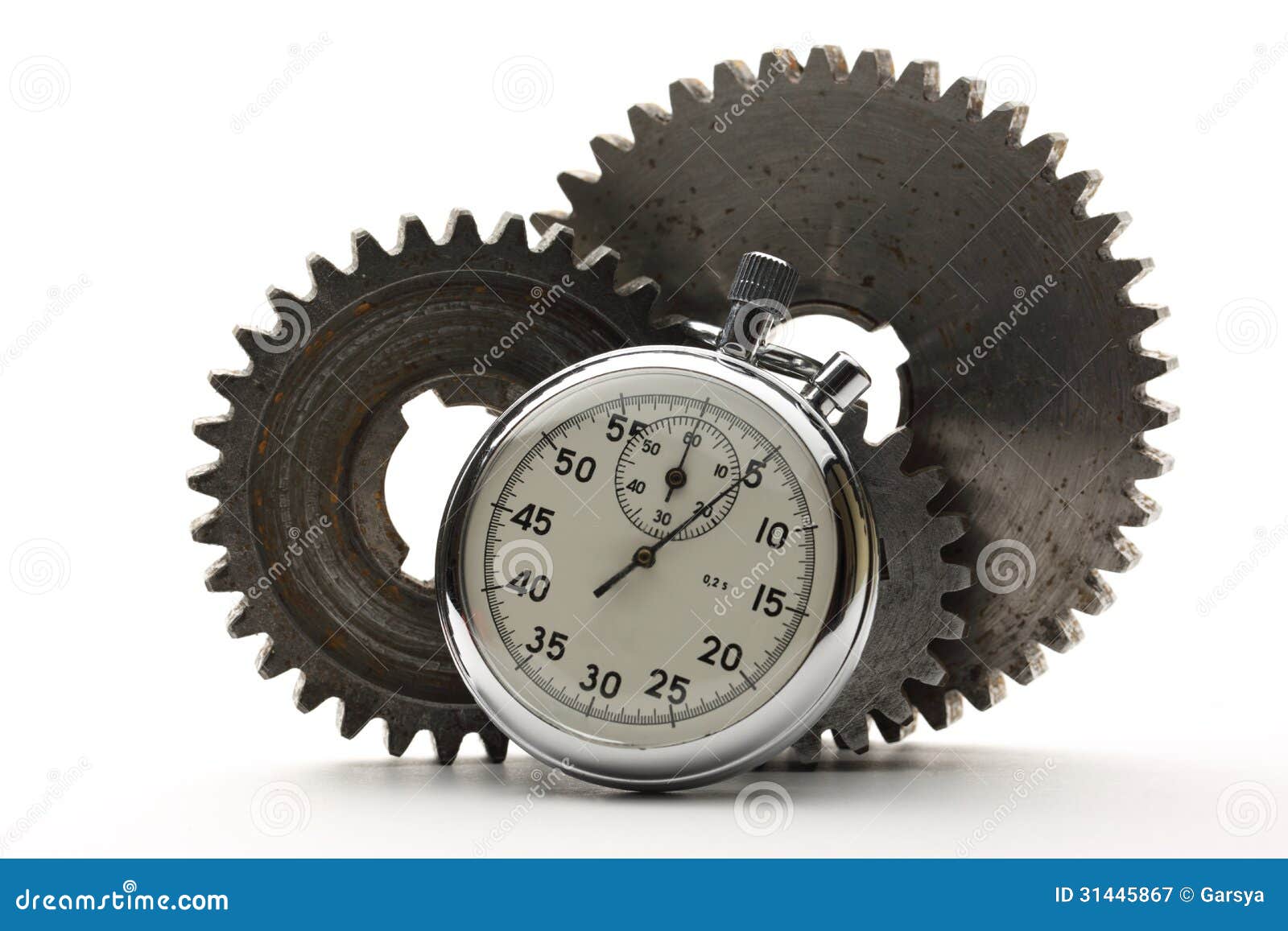 Three Cogwheels and Stopwatch Stock Image - Image of detail, mechanical ...