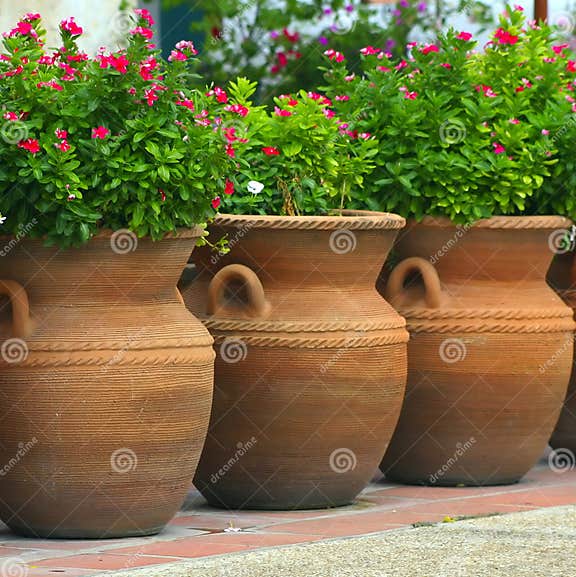 Three Coiled Clay Pots stock photo. Image of gardening - 1093556