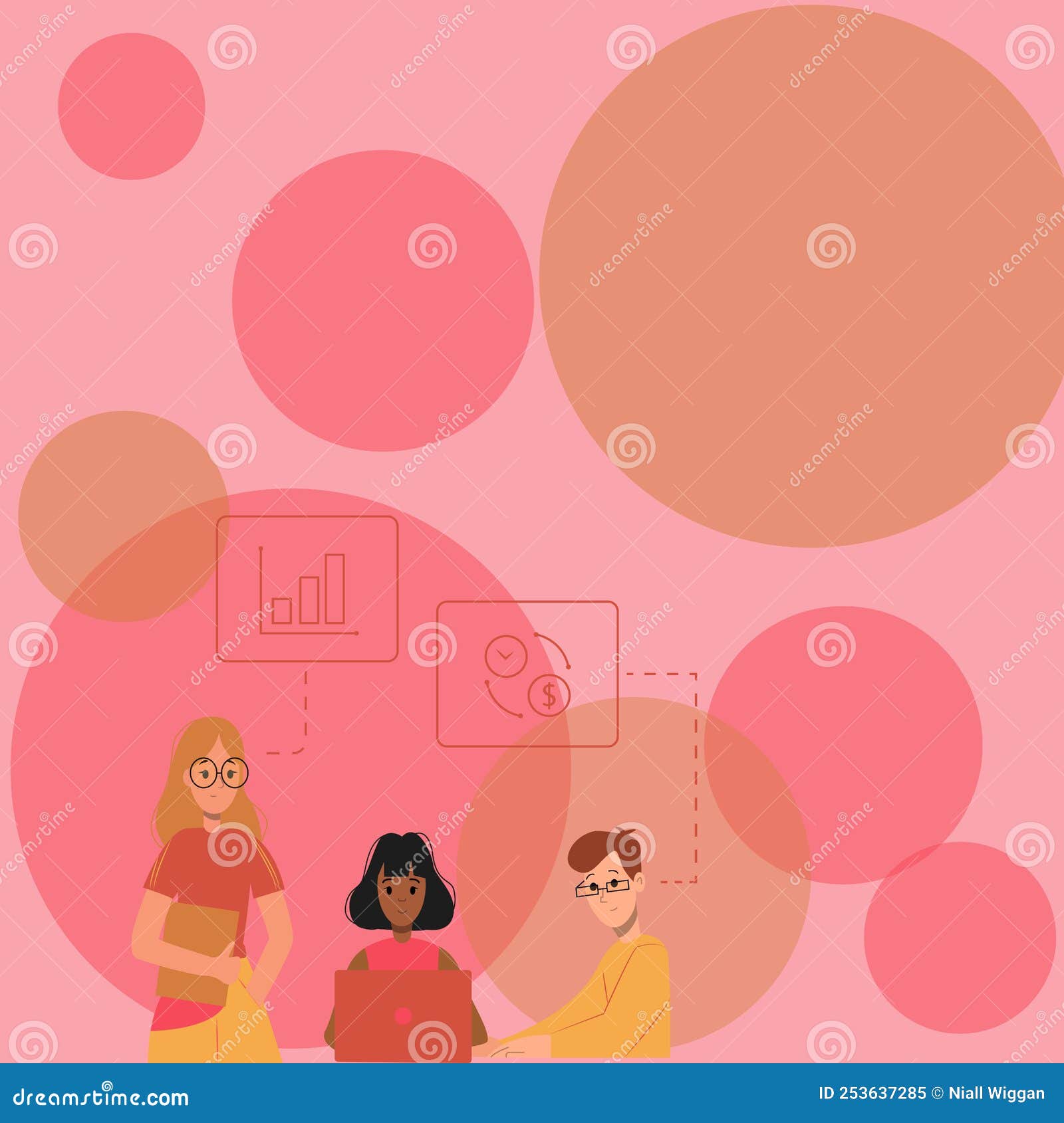 Three Collagues Illustration Practicing Hand Crafts Together. Students ...