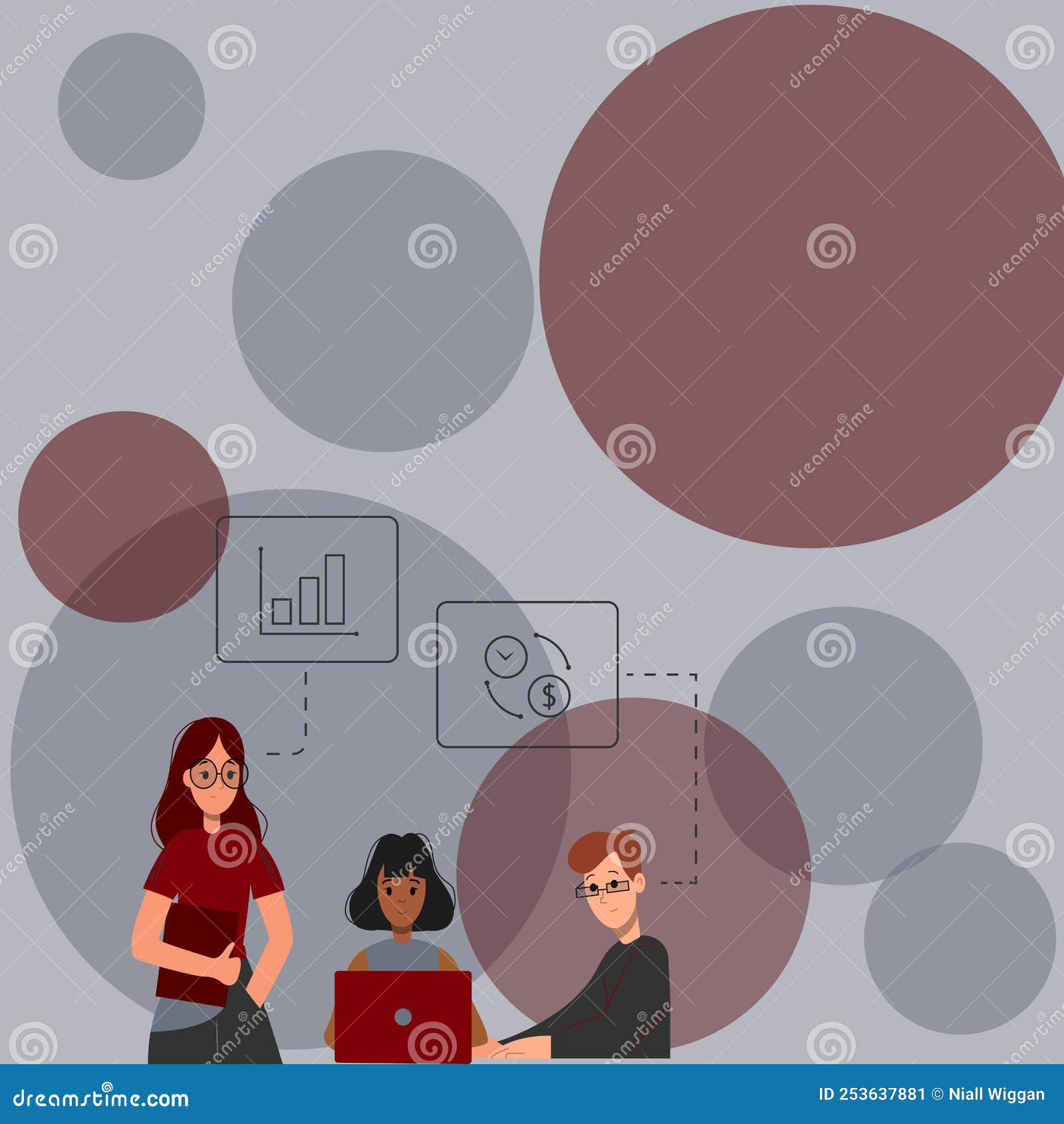 Three Collagues Illustration Practicing Hand Crafts Together. Students ...