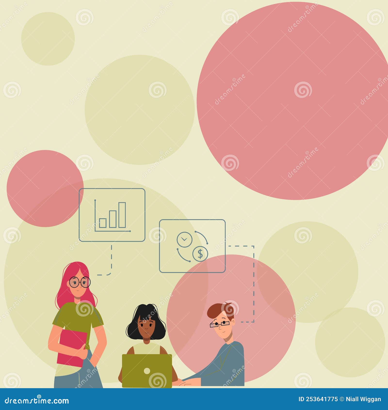 Three Collagues Illustration Practicing Hand Crafts Together. Students ...