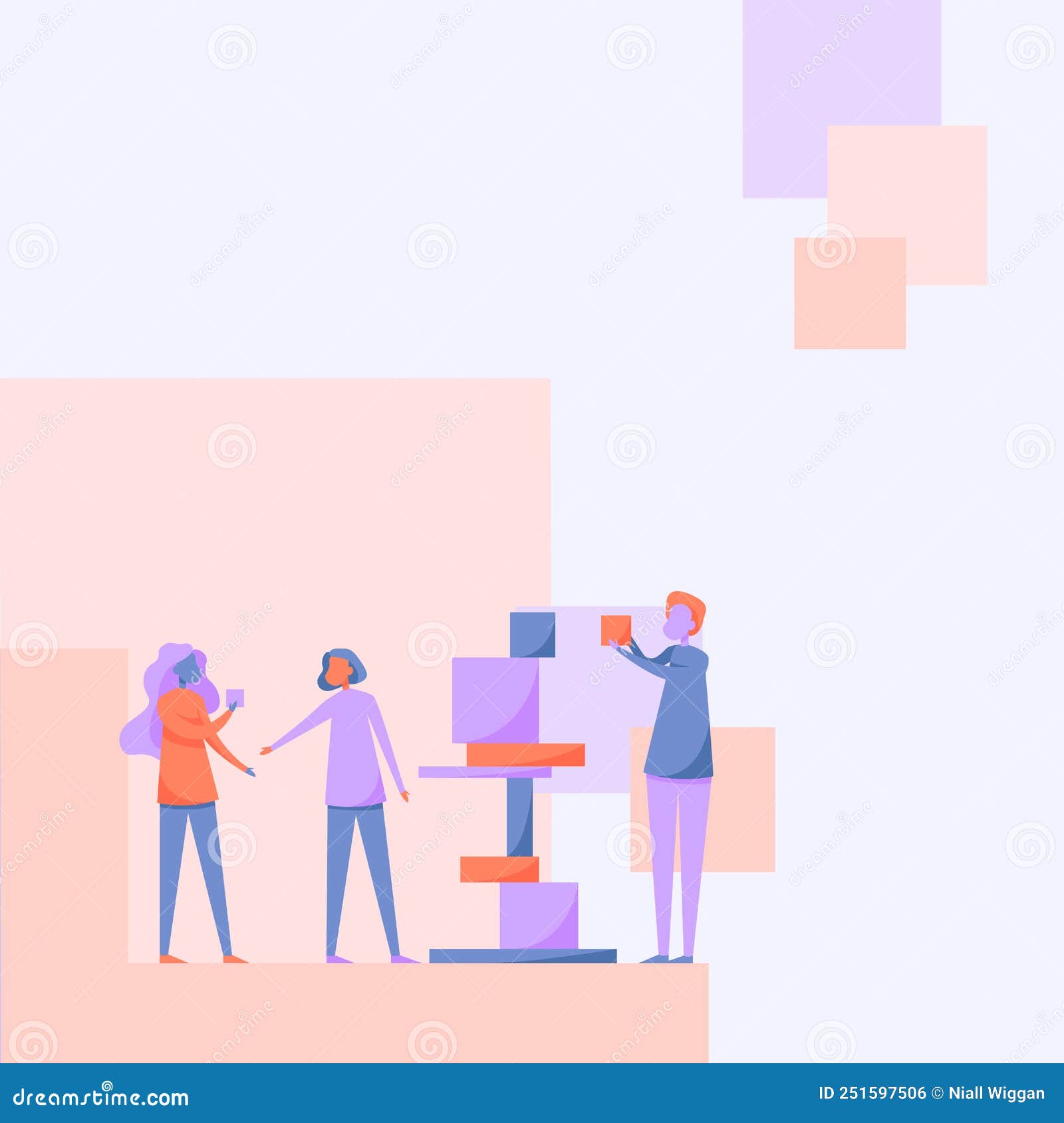 Three Colleagues Drawing Standing Helping Each Other with Building ...