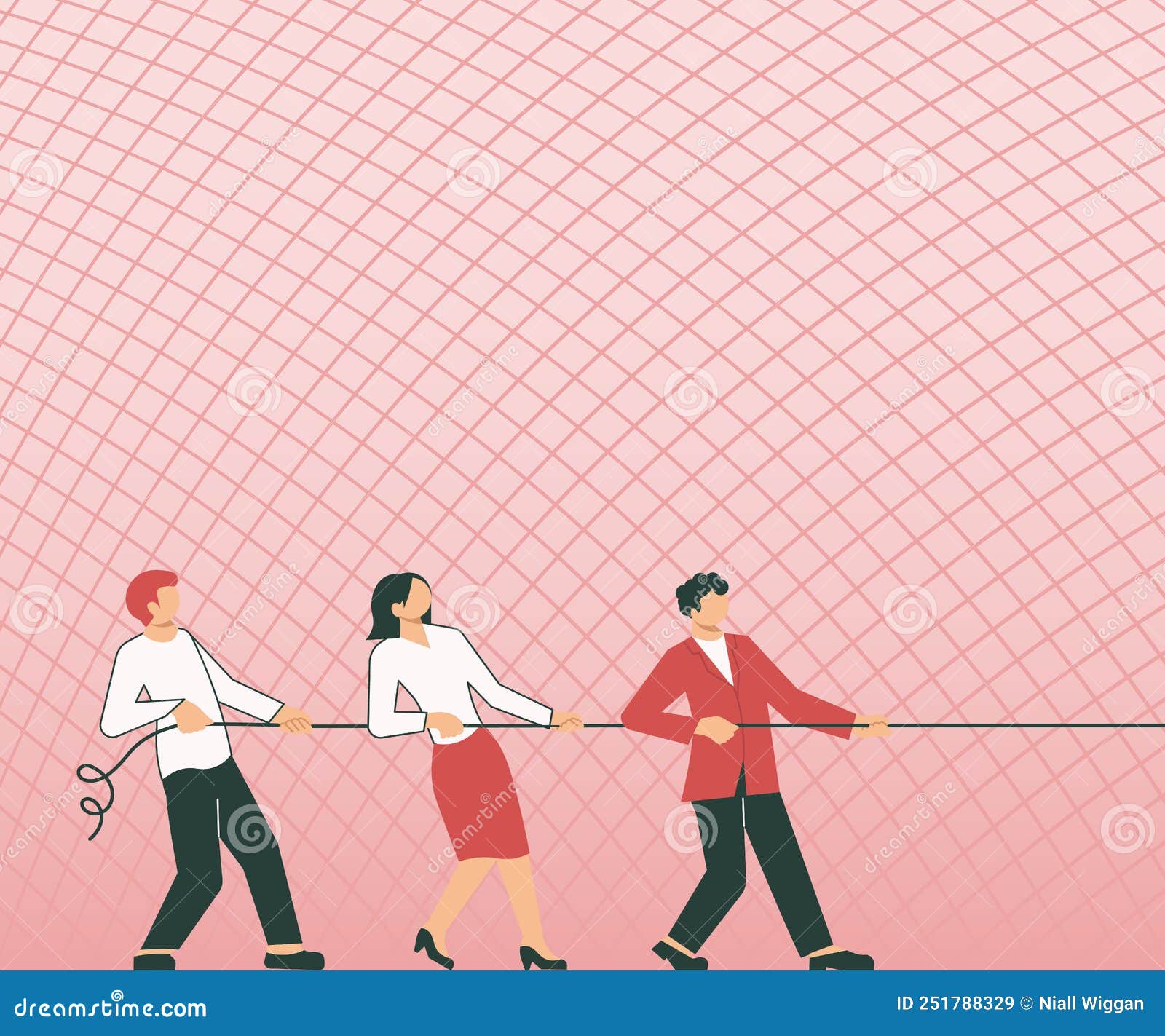 Three Colleagues Pulling Rope Together Presenting Teamwork Success ...