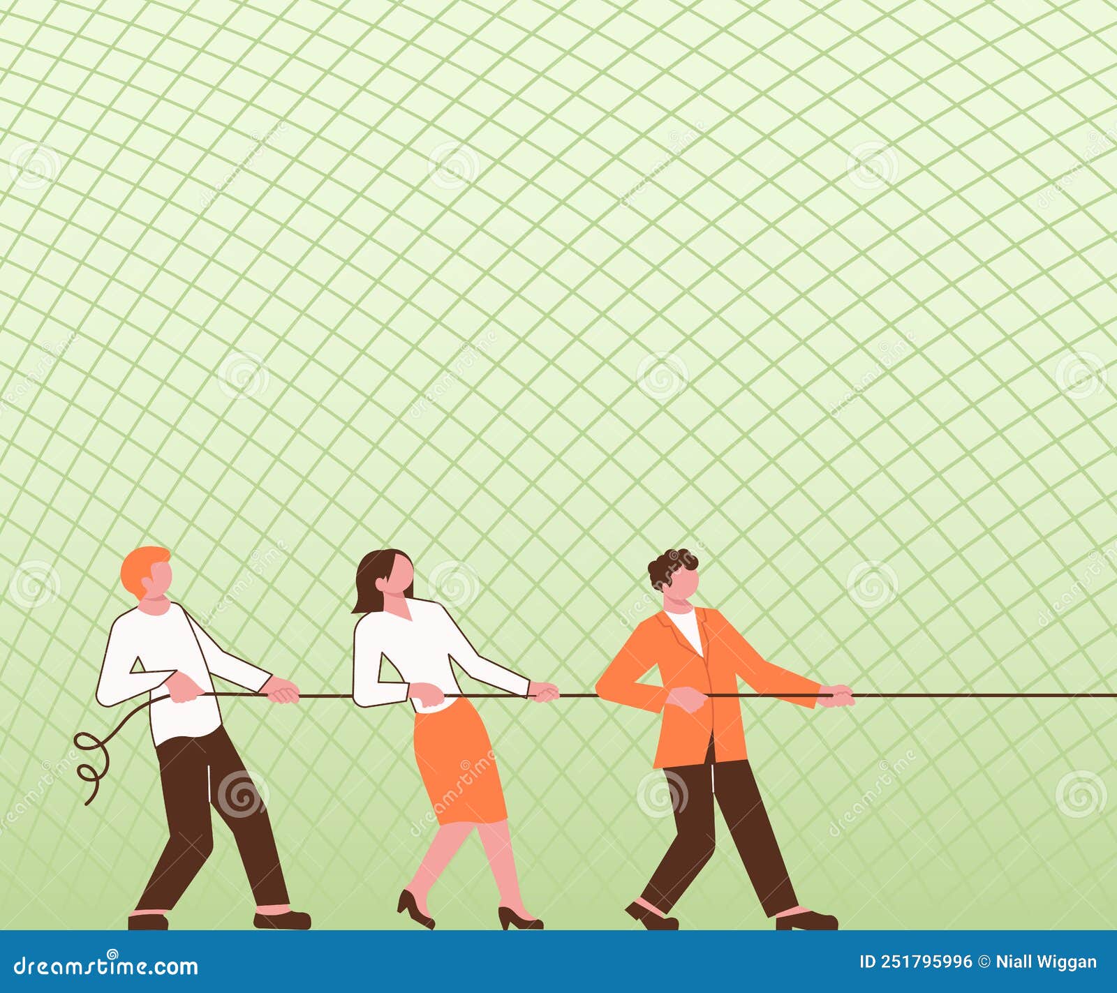 Three Colleagues Pulling Rope Together Presenting Teamwork Success ...