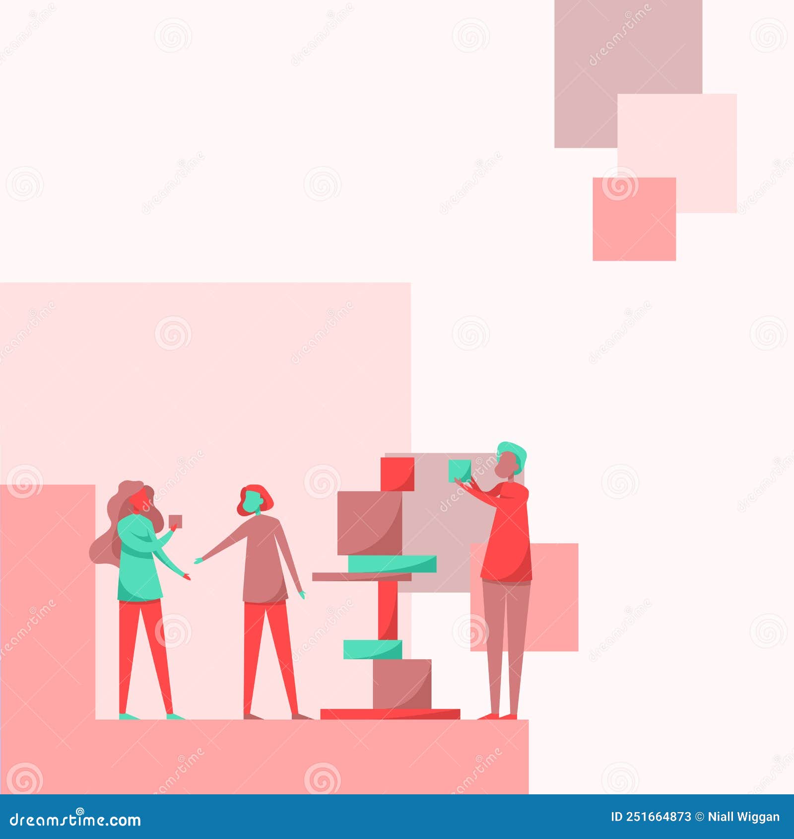 Three Colleagues Drawing Standing Helping Each Other with Building ...