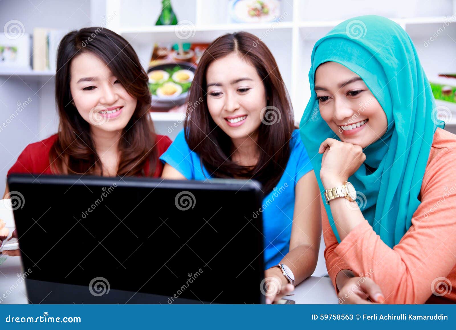 Three College Students in a Study Group Stock Image - Image of drink ...