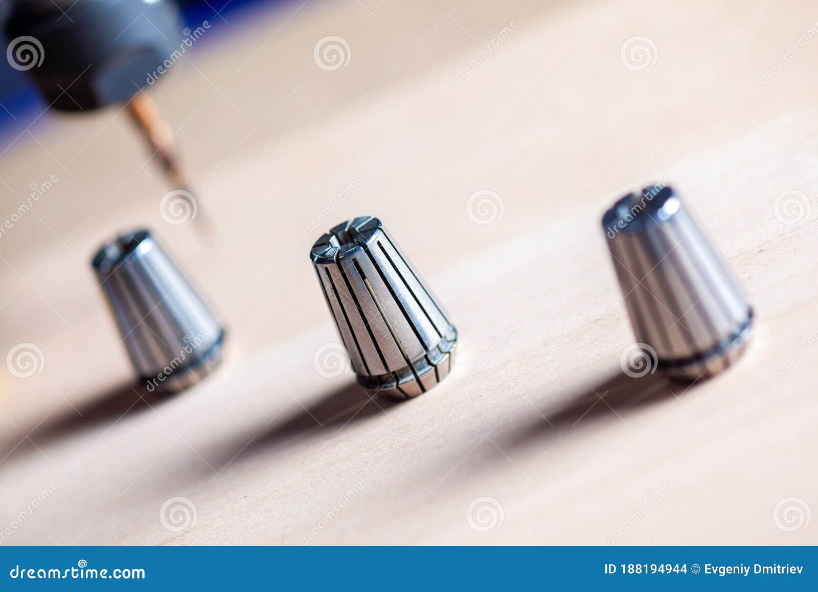 Three Collets of a Cnc Machine Stock Photo - Image of industry ...